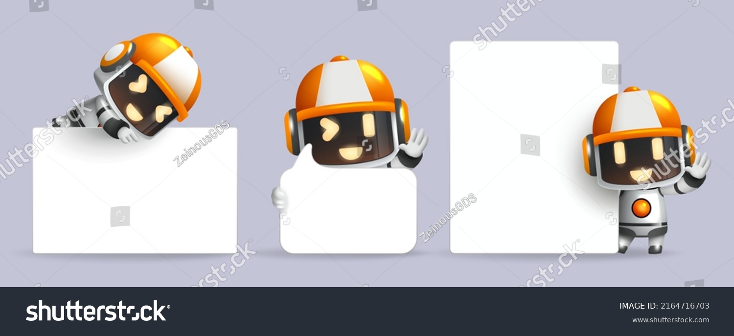 Robot Presentation Characters Vector Set Robotic Stock Vector (Royalty ...