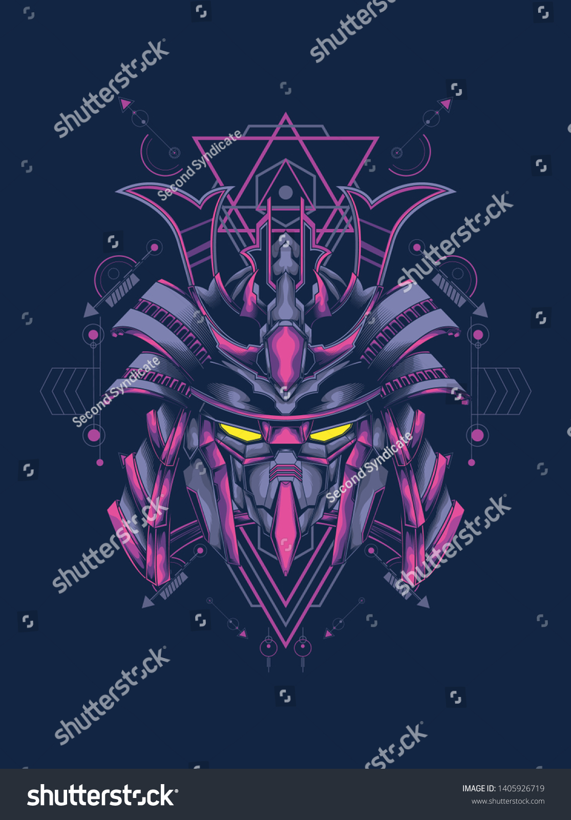 Robot Samurai Head Sacred Geometry Stock Vector (Royalty Free ...