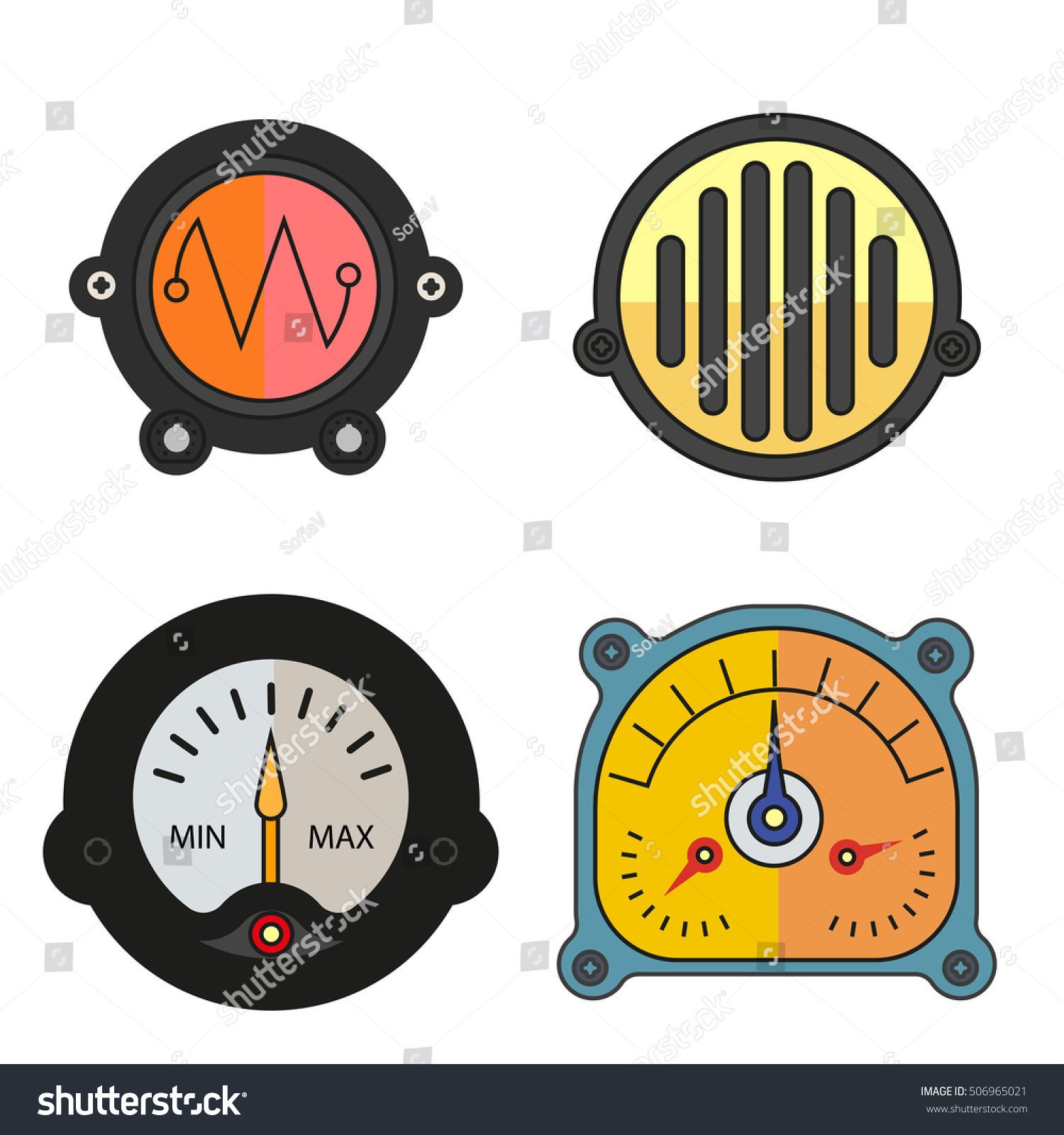 Robot Technical Colorful Meter Icons Set Stock Vector (Royalty Free ...