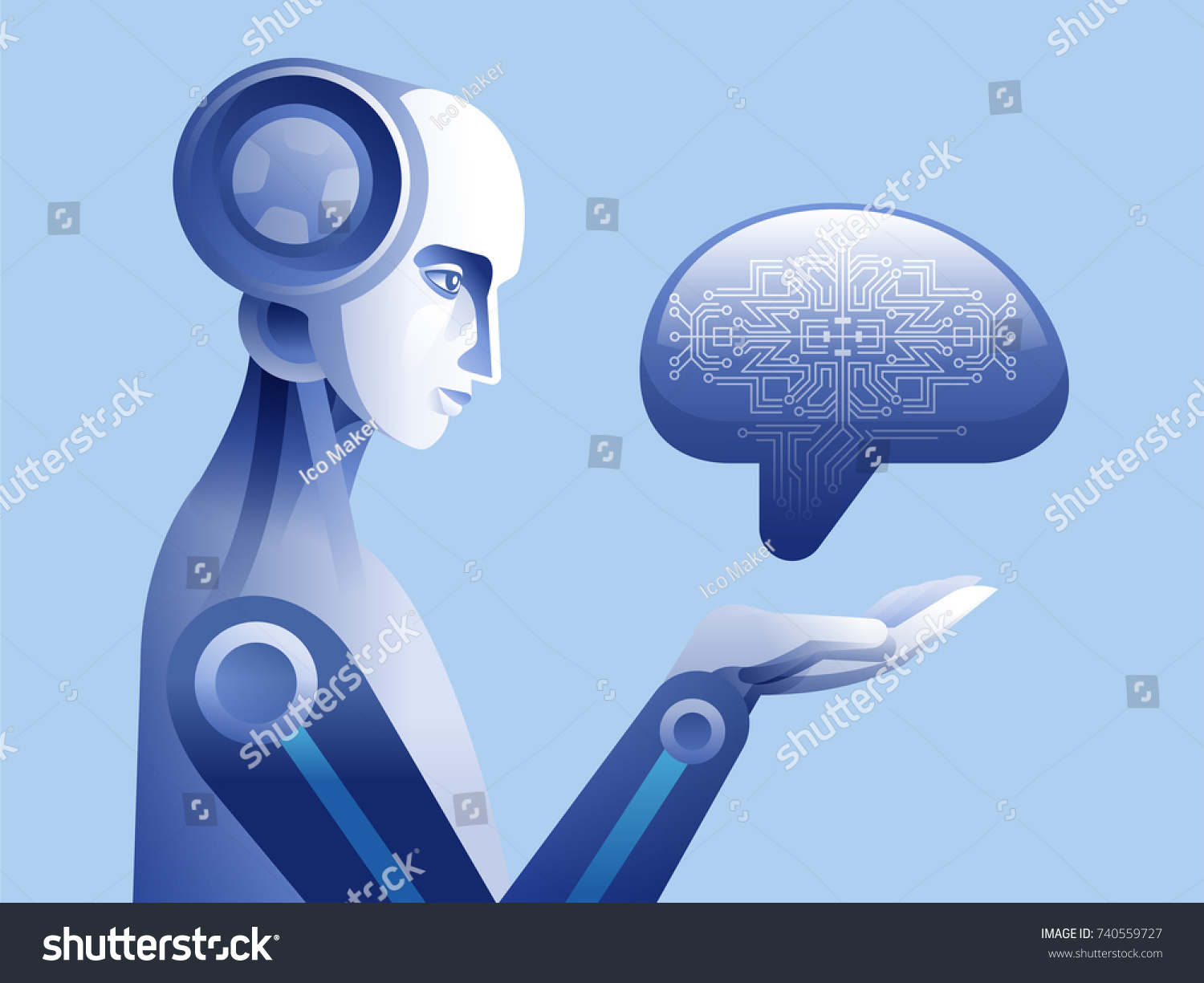 Robot Touching Digital Human Brain Cell 库存矢量图（免版税）740559727 | Shutterstock