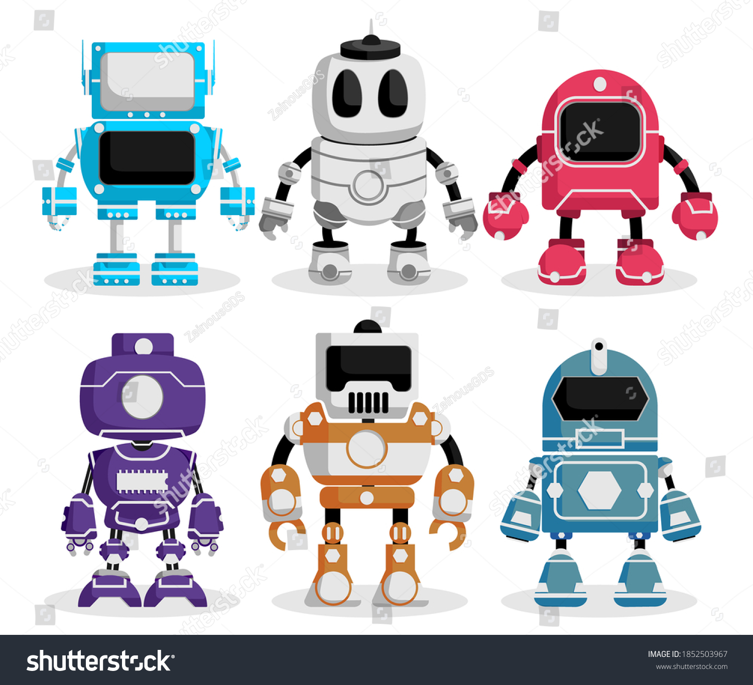 Robot Vector Characters Set Robotic Character Stock Vector (Royalty ...