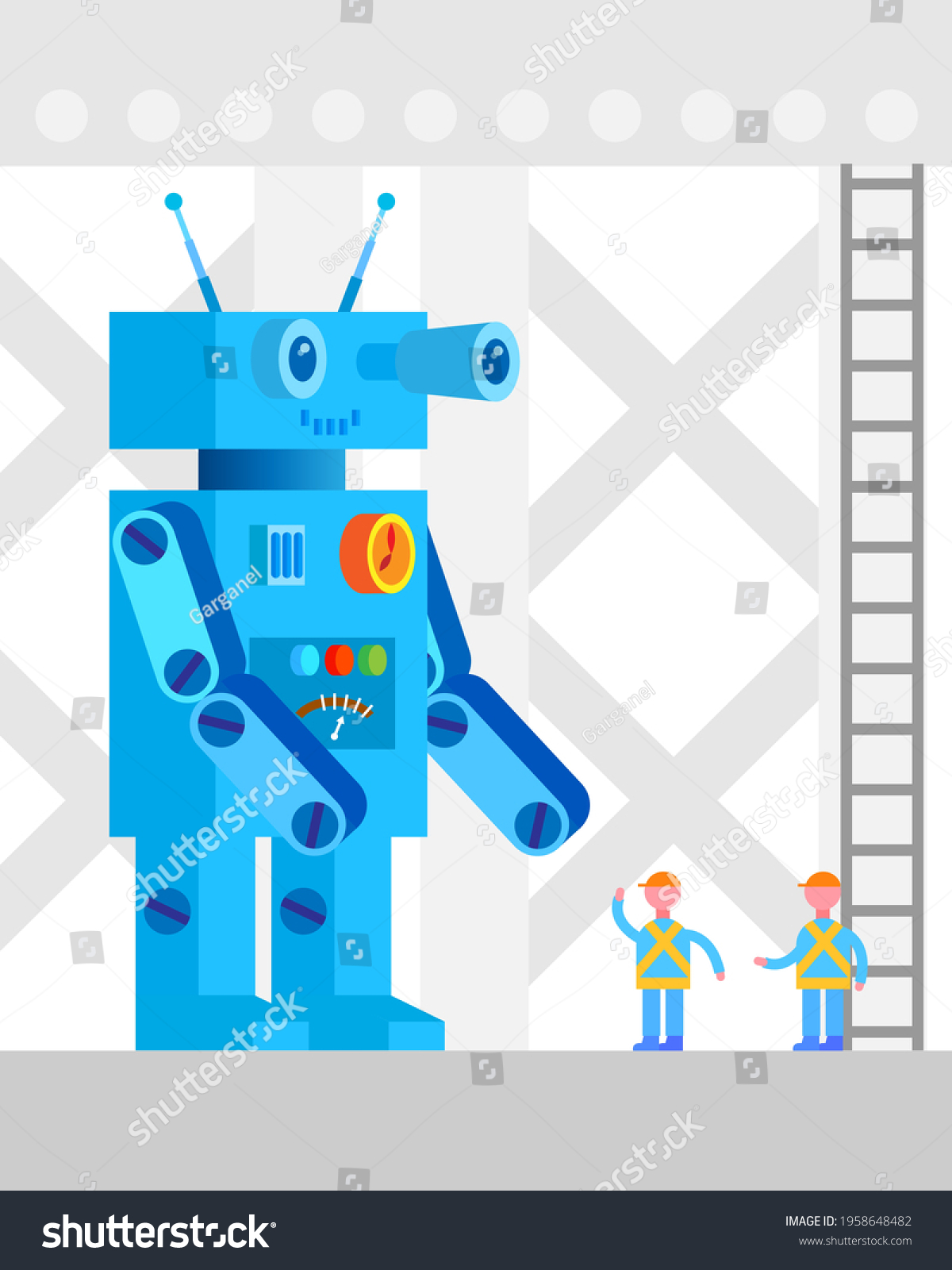 Robot Two Scientists Cartoon Vector Illustration Stock Vector (Royalty ...