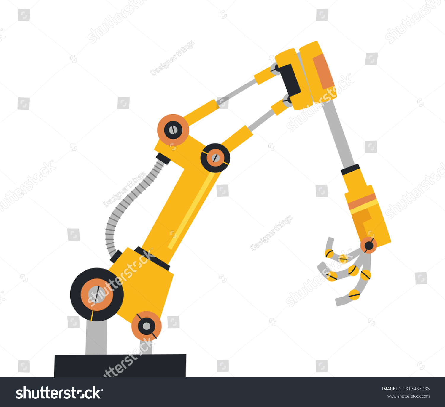Vektor Stok Robotic Arm Hand Vector Robot Icons Tanpa Royalti