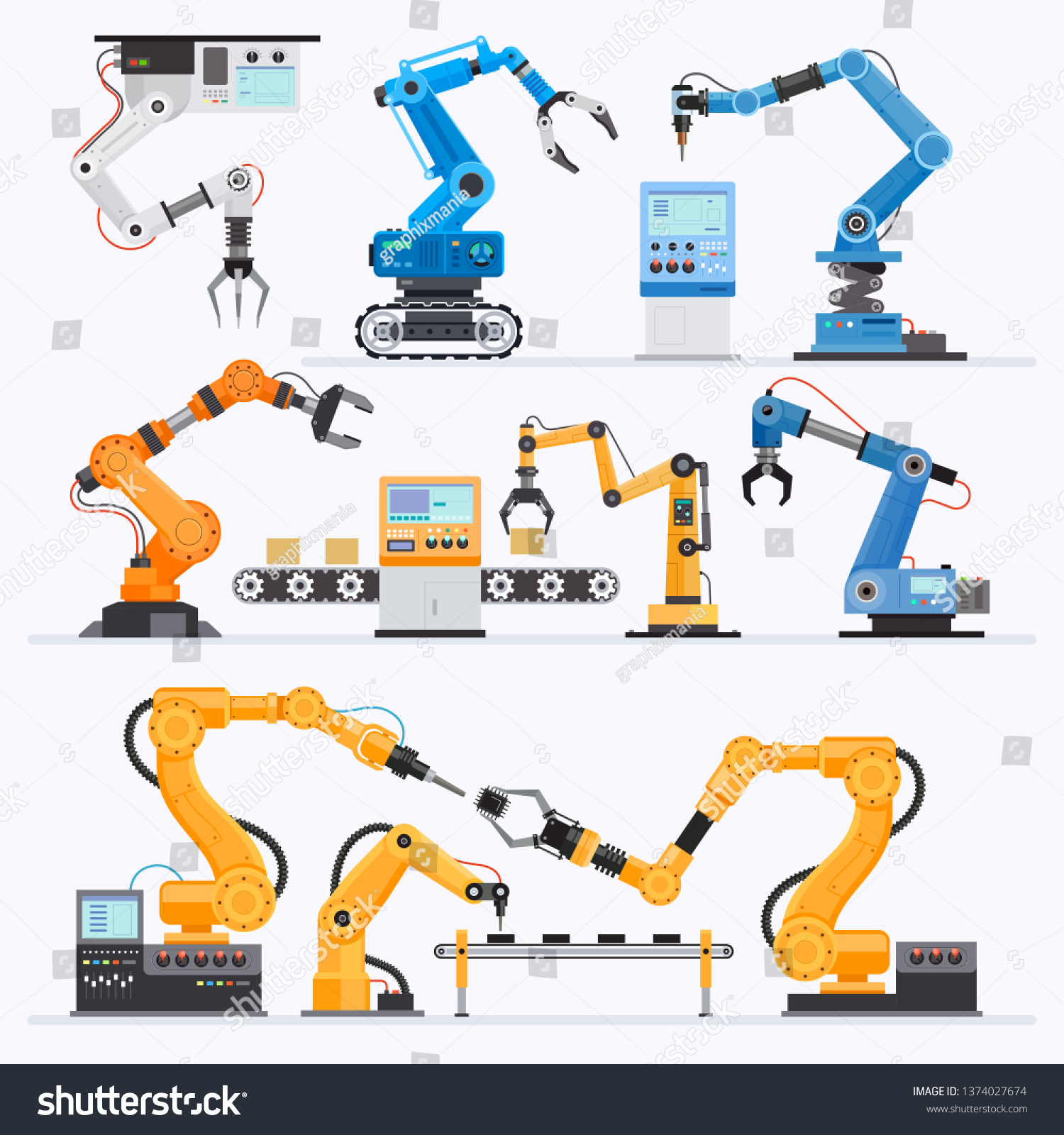 Robotic Arm Industrial Vector Illustrations Stock Vector (Royalty Free ...