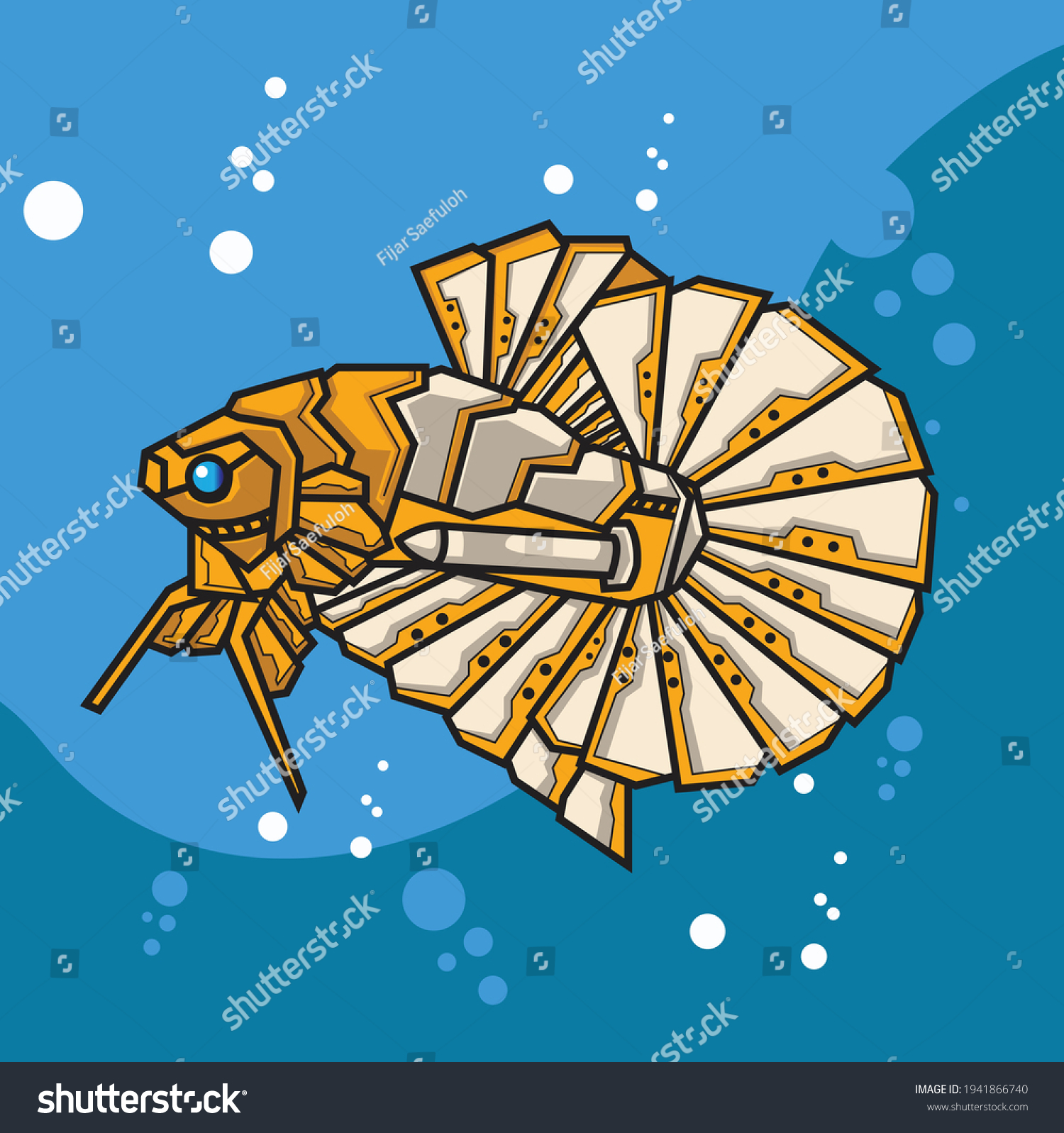 Robotic Betta Fish Vector Cartoon Template: vetor stock (livre de ...