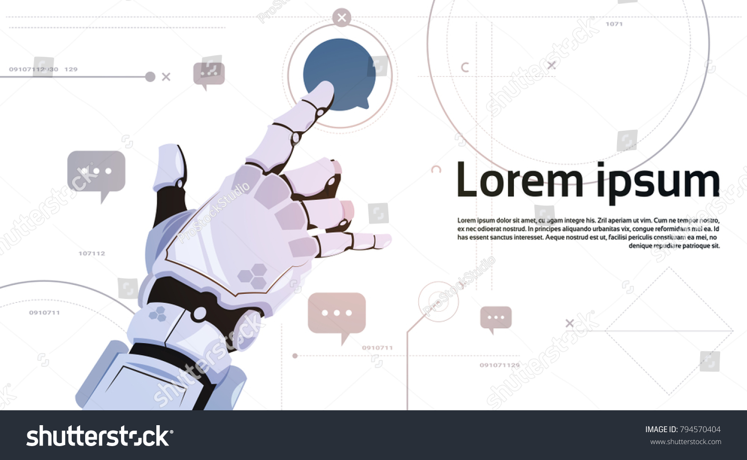 Robotic Hand Touch Chat Bubble Icon Stock Vector (Royalty Free ...