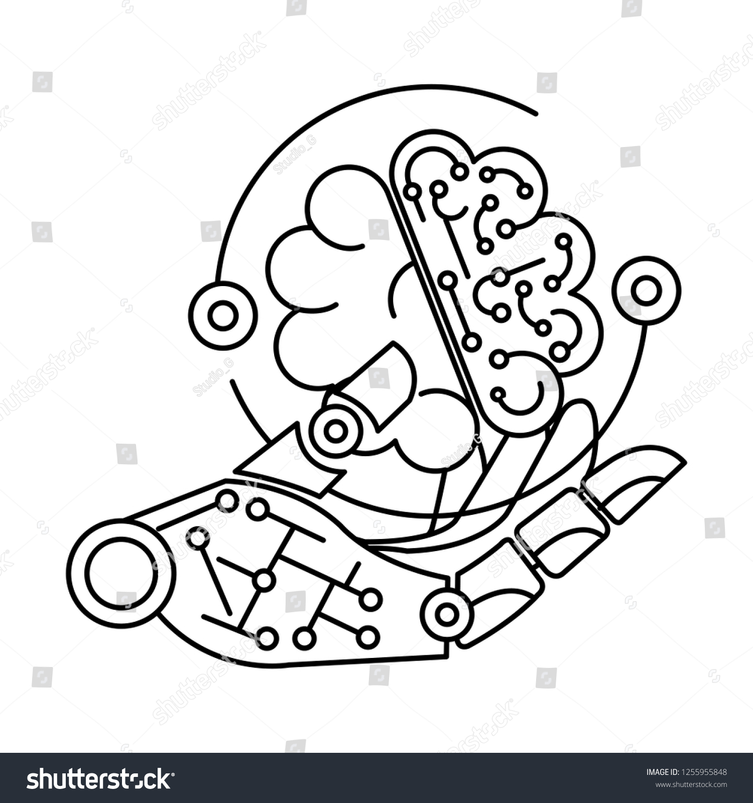 Robotic Hand Brain: Vector có sẵn (miễn phí bản quyền) 1255955848 ...