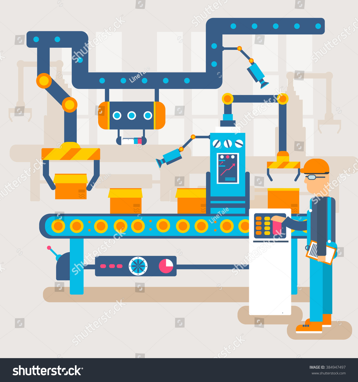 Robotic Machines Process Vector Concept Flat Stock Vector (Royalty Free ...
