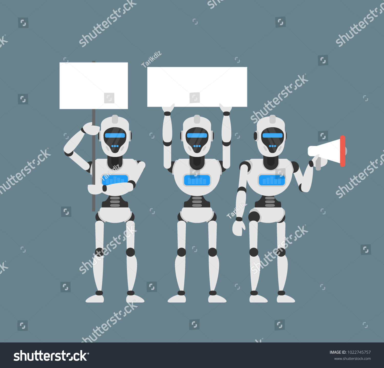 Robots Android Protest Banner Megaphone Stock Vector (Royalty Free ...