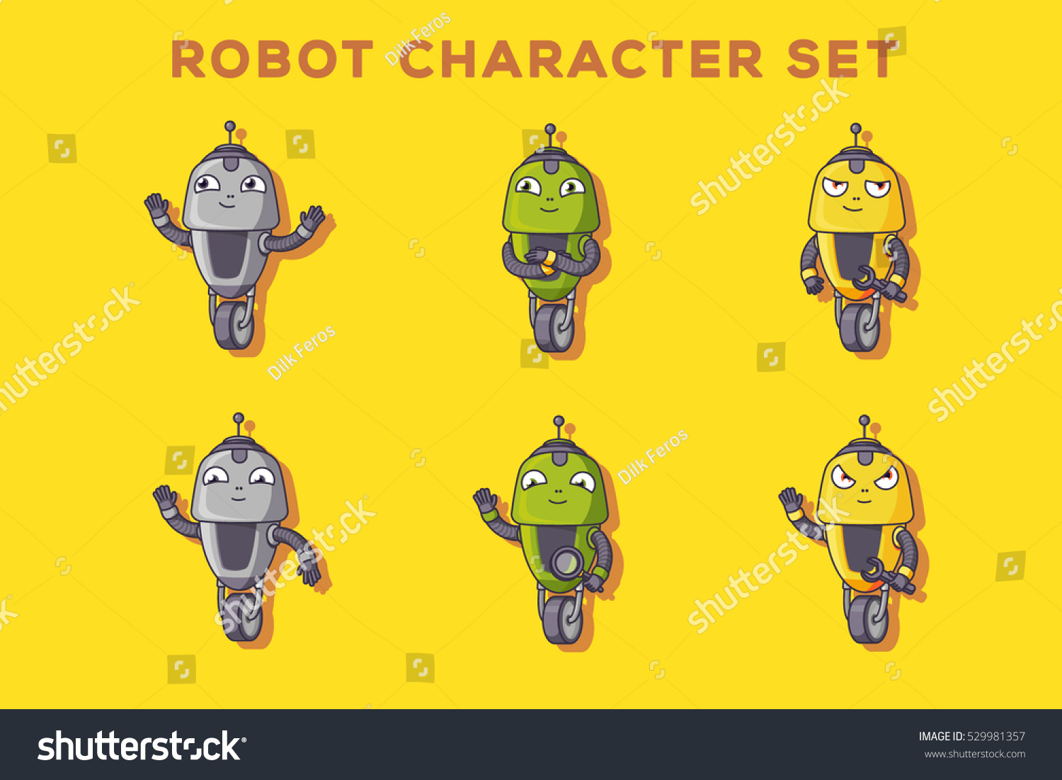 Robots Character Set Robot Vector Illustration: เวกเตอร์สต็อก (ปลอดค่า ...