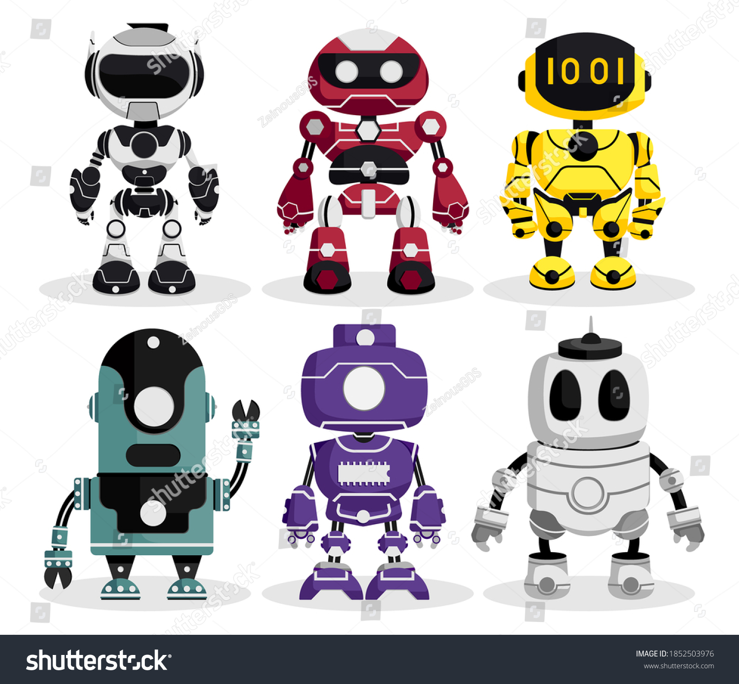 Robots Character Vector Set Robotic Characters Stock Vector Royalty Free 1852503976 Shutterstock