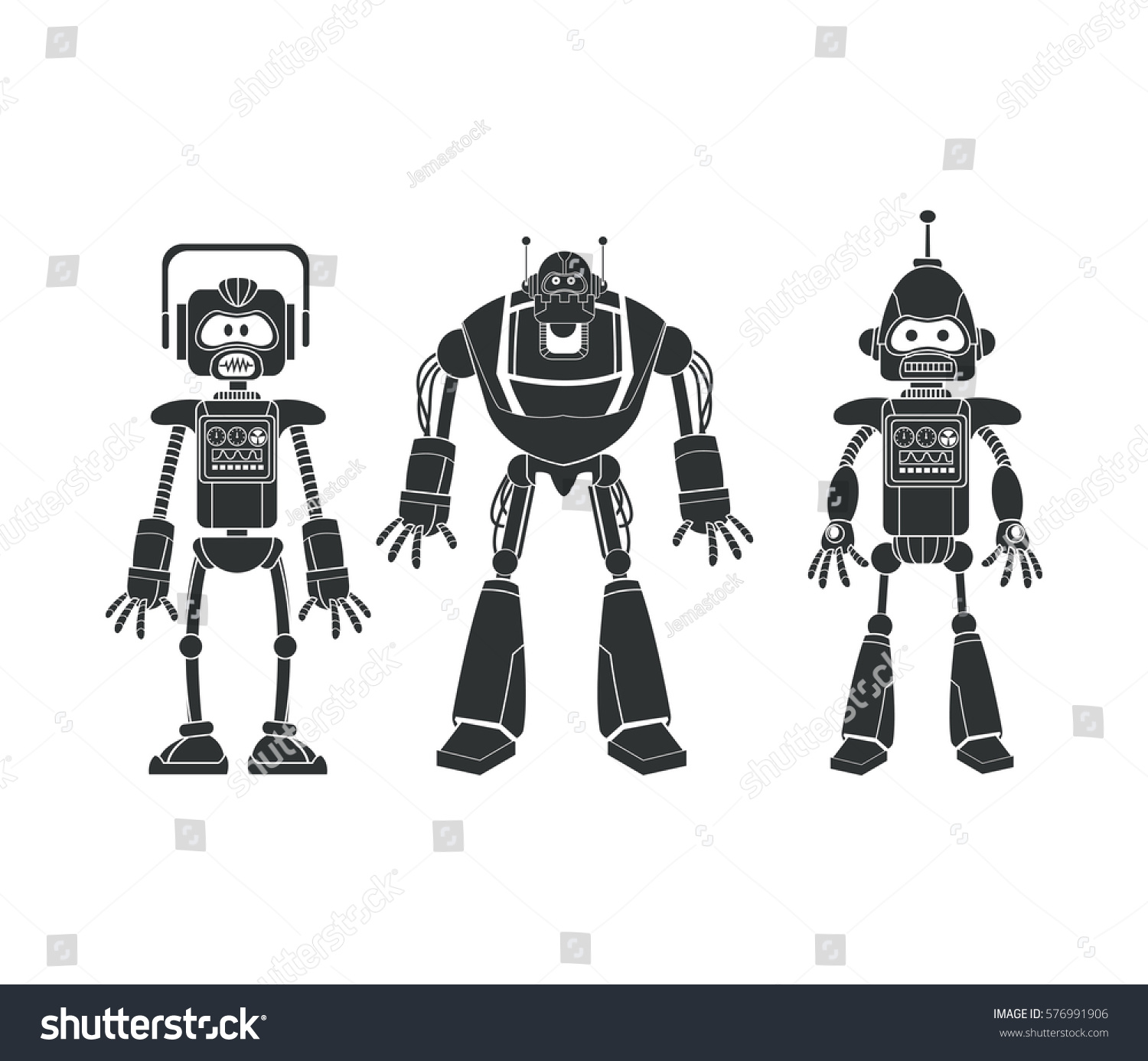Robots Collection Machine Pictogram Stock Vector (Royalty Free ...