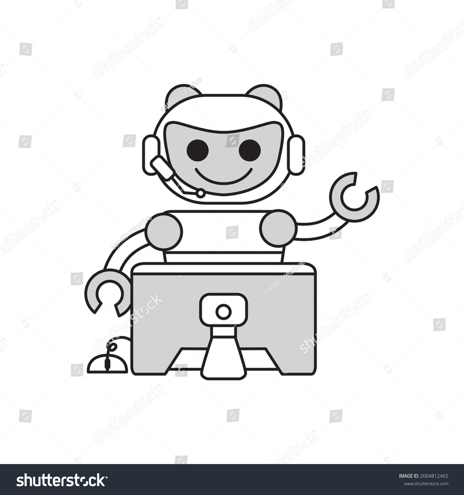 Robots Outline Vector Icon Thin Line Stock Vector (Royalty Free ...