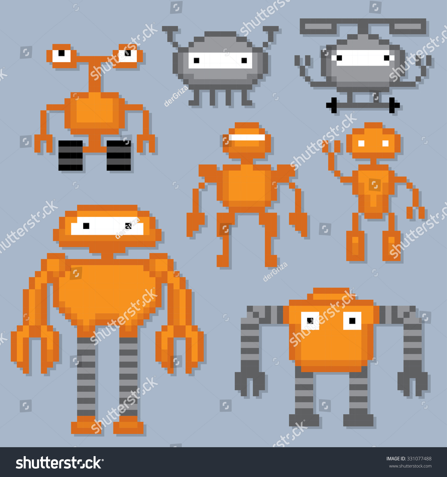 Robots Set Pixel Art Old School 스톡 벡터(로열티 프리) 331077488 | Shutterstock