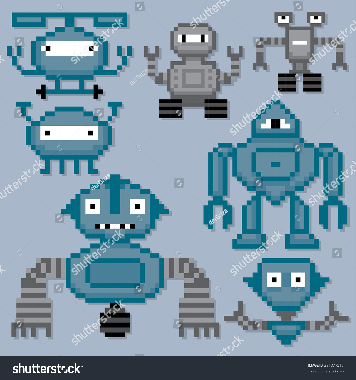 Robots Set Pixel Art Old School 库存矢量图（免版税）331077515 | Shutterstock
