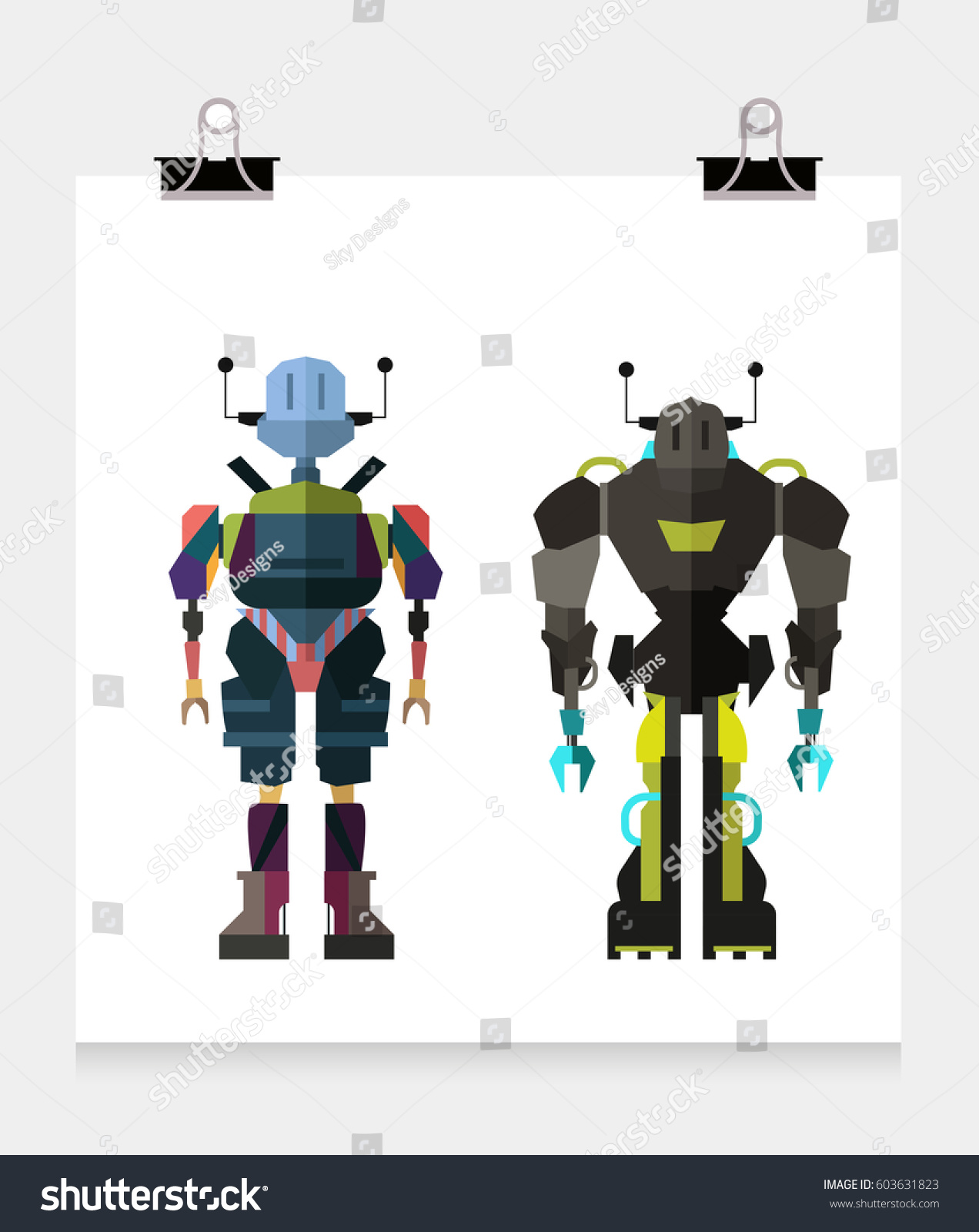 Robots Full Body Stock Vector (Royalty Free) 603631823 | Shutterstock