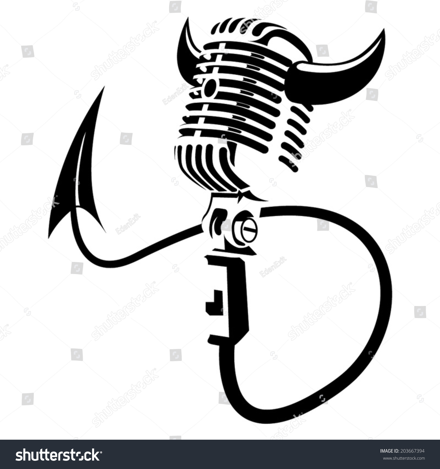 Vektor Stok Rock Roll Devil Microphone (Tanpa Royalti) 203667394 ...