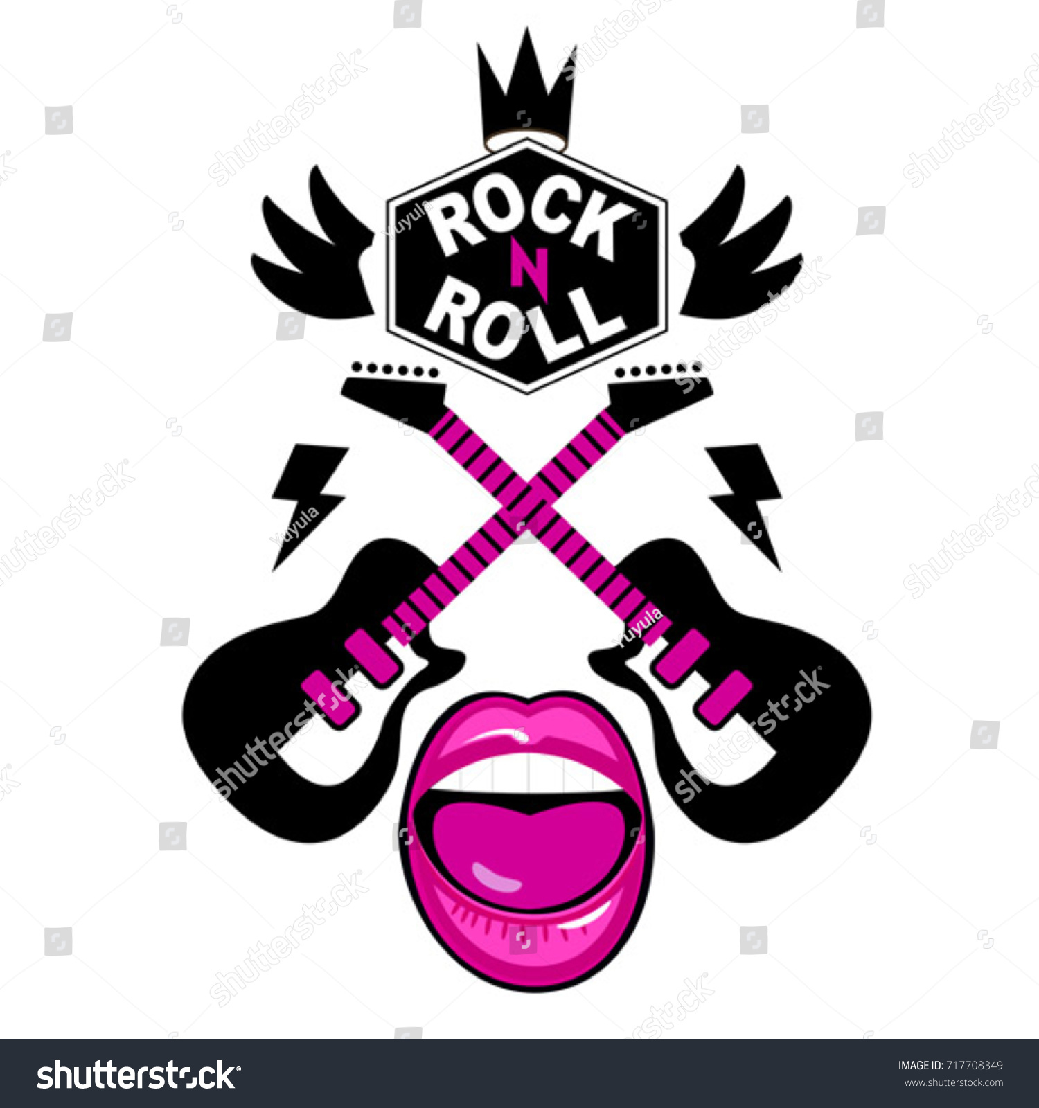 Rock Roll Vector Logo Stock Vector (Royalty Free) 717708349