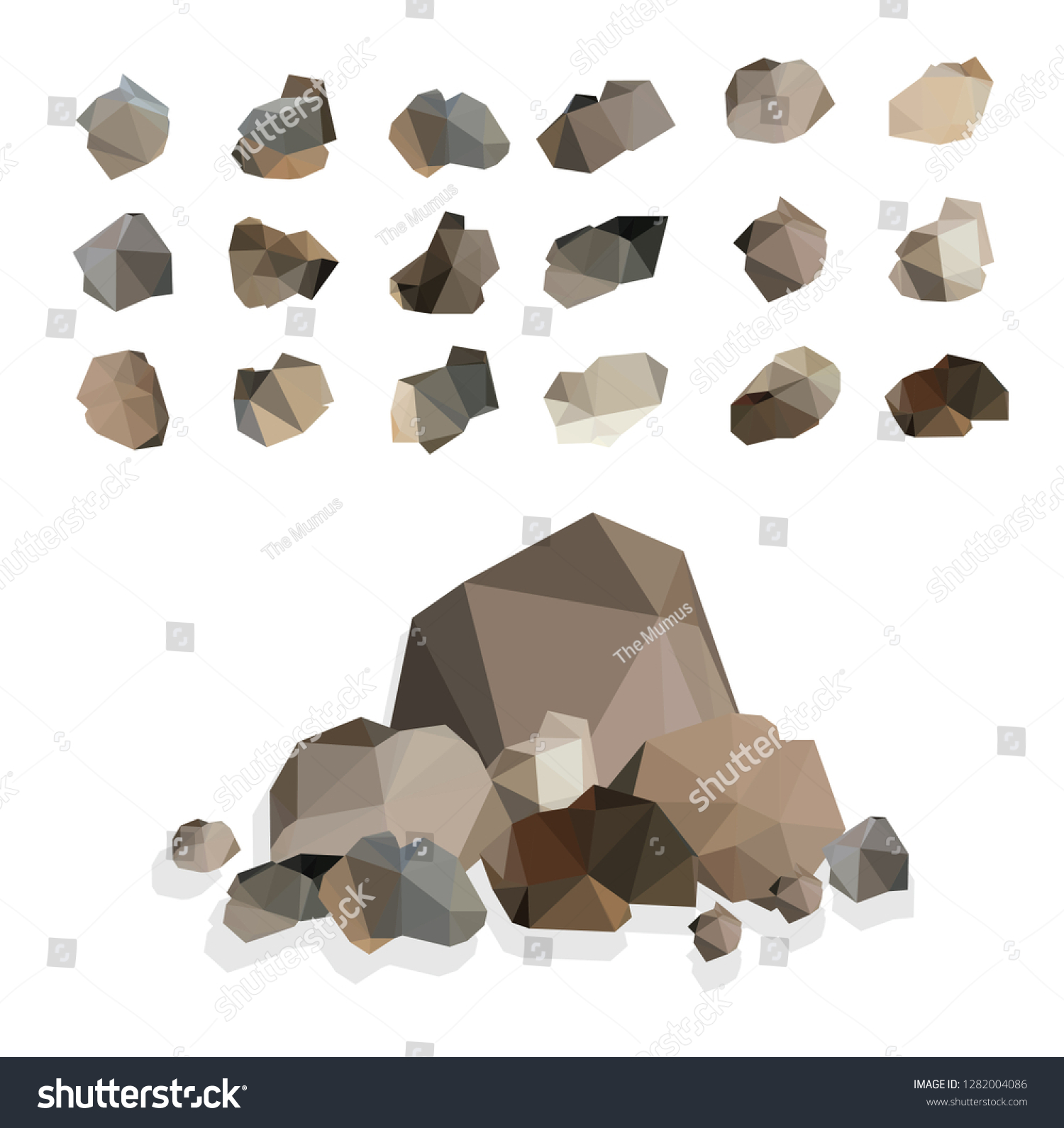 Rock Stone Collection Isolated On White Stock Vector (Royalty Free ...