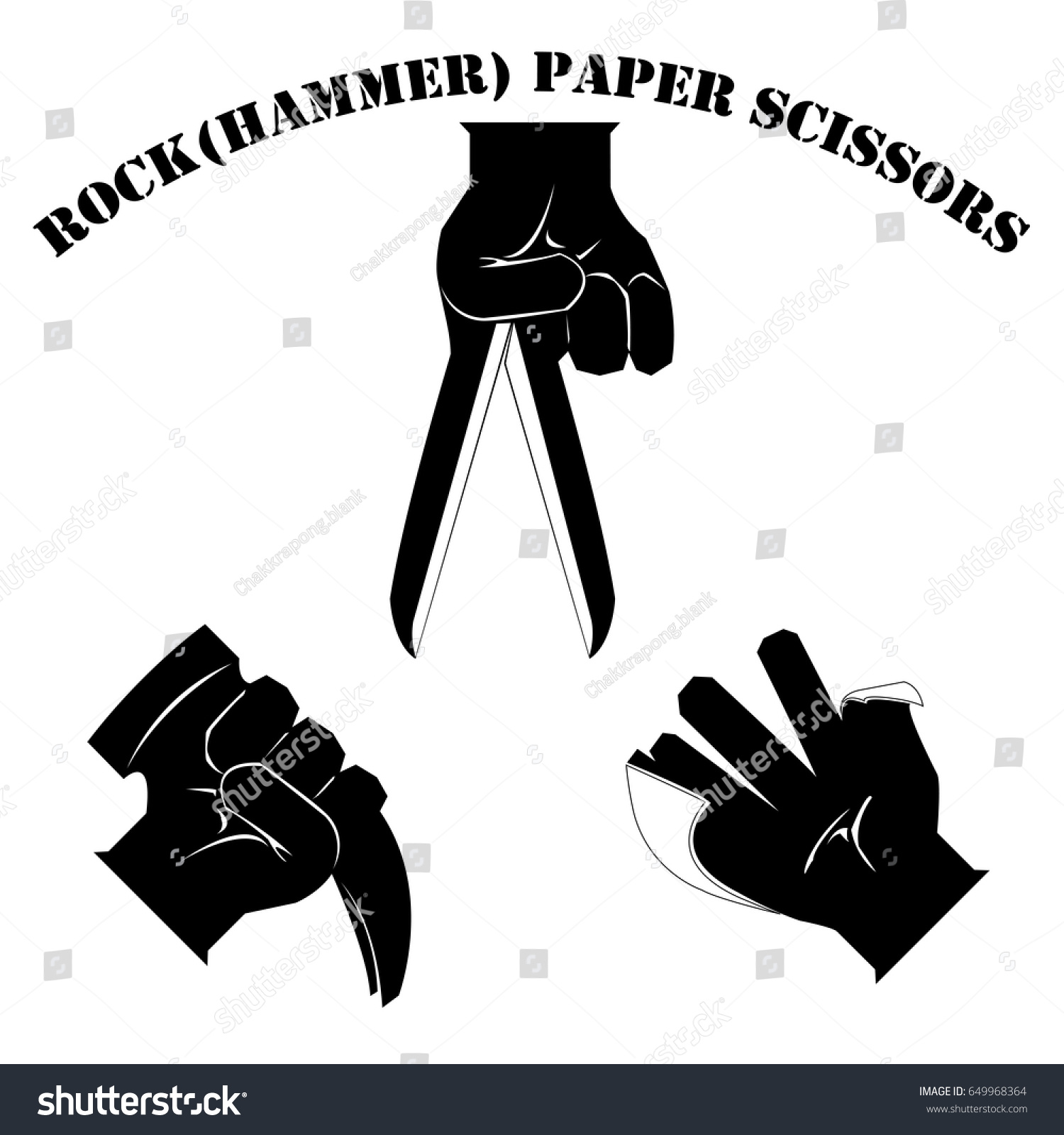 Rockhammer Paper Scissors Stock Vector (Royalty Free) 649968364 ...