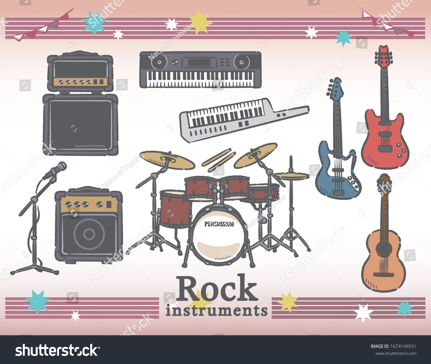 Rock Musical Instruments Set Vector Illustration Stock Vector (Royalty ...