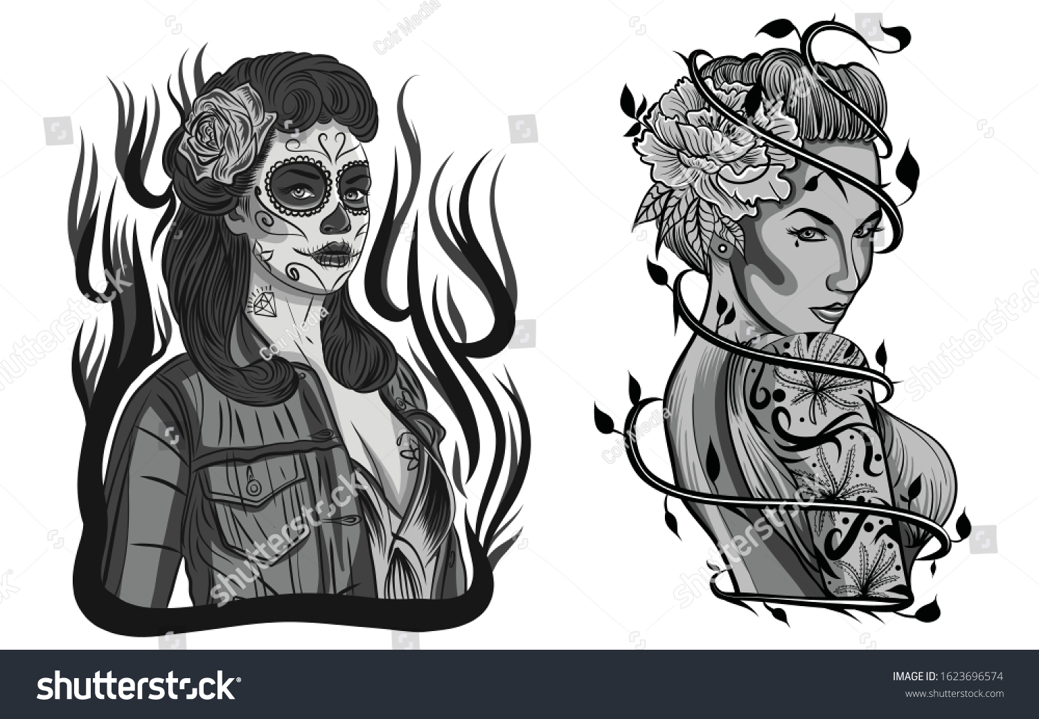 Rockabilly Girls Drawn Vector Program Stock Vector (Royalty Free ...
