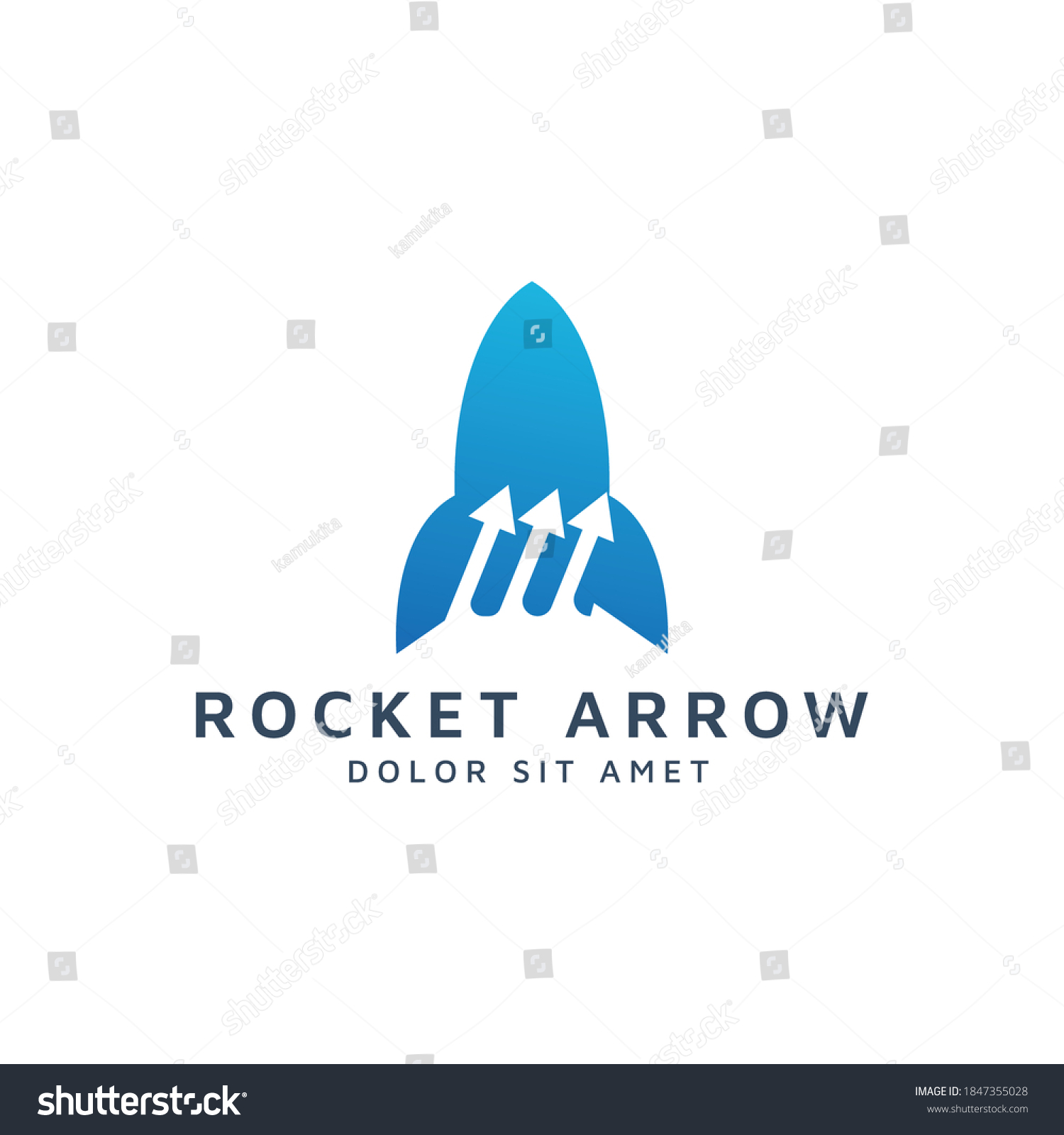 Rocket Arrow Negative Space Logo Design Stock Vector (Royalty Free ...