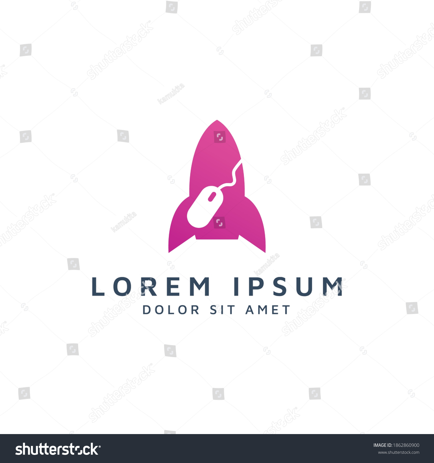 Rocket Mouse Negative Space Logo Design Stock Vector (Royalty Free ...