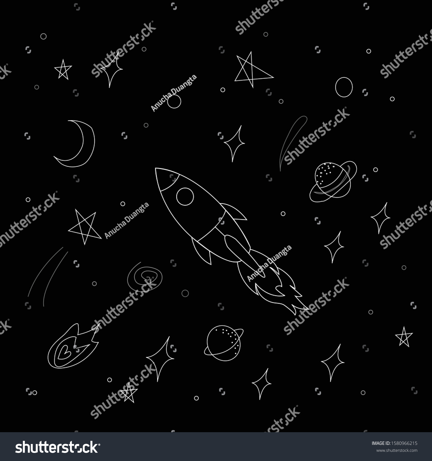 Rocket Black Background Vector Illustration 库存矢量图（免版税）1580966215 ...