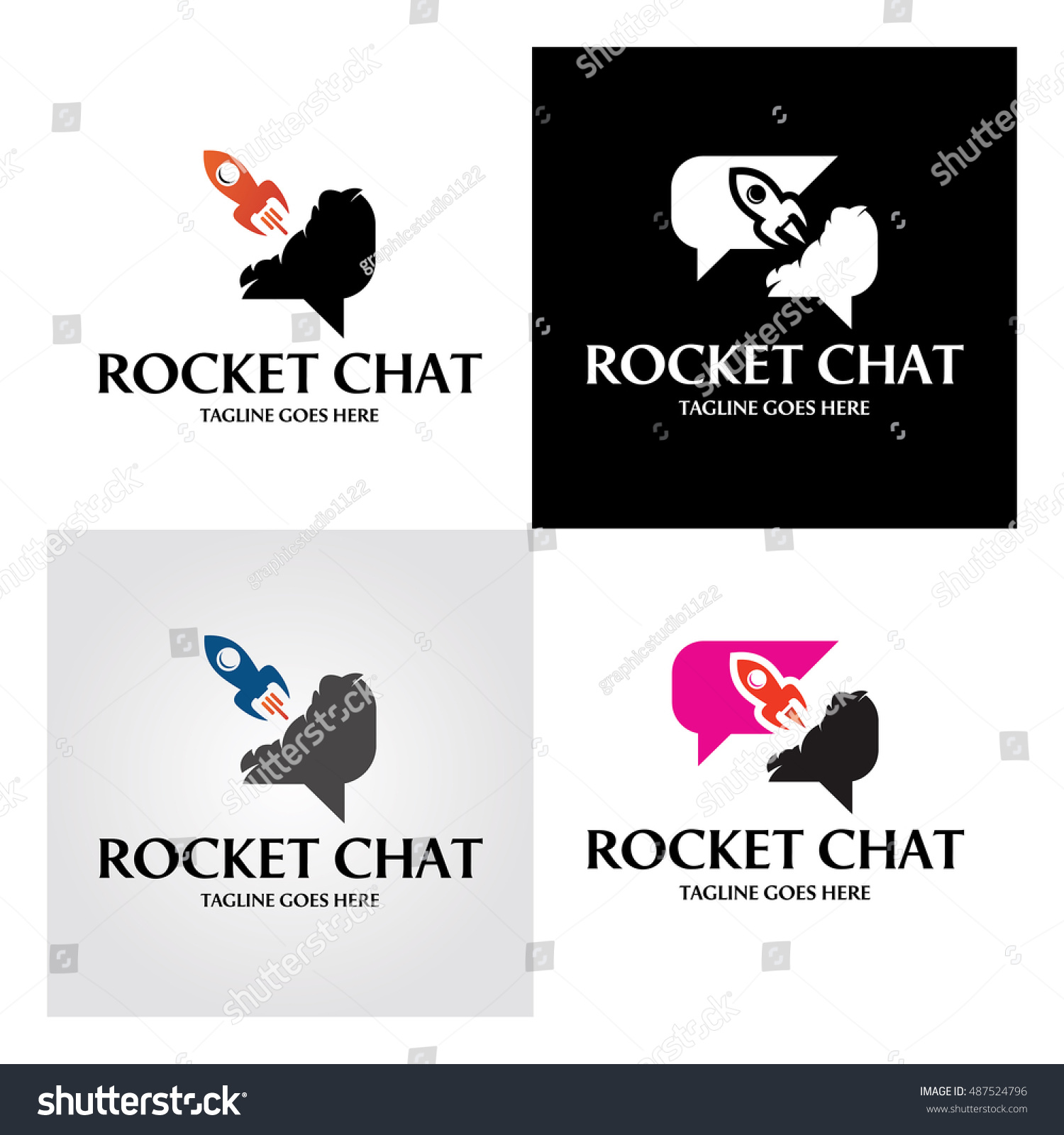 Rocket Chat Logo Design Template Chat Stock Vector (Royalty Free) 487524796