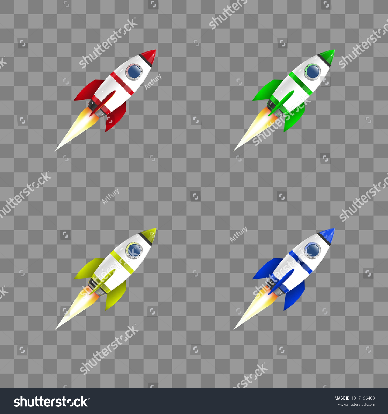 Rocket Color Set Graphic Template Vector Stock Vector (Royalty Free ...
