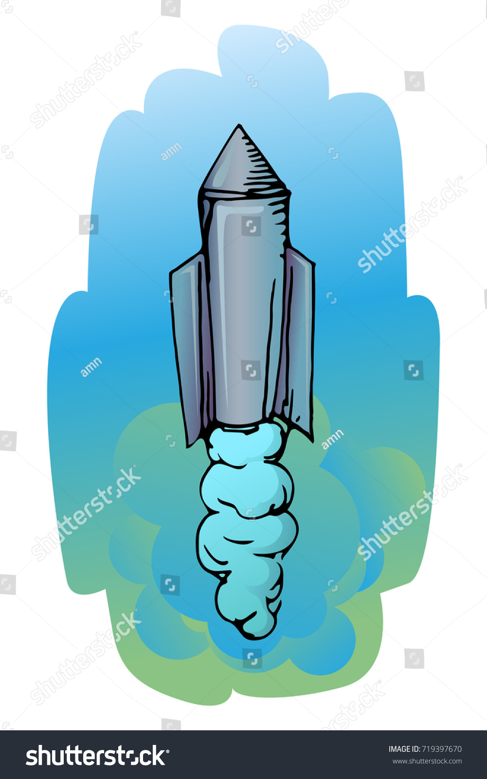 Rocket Doodle Drawing Vector Illustration: เวกเตอร์สต็อก (ปลอดค่า ...