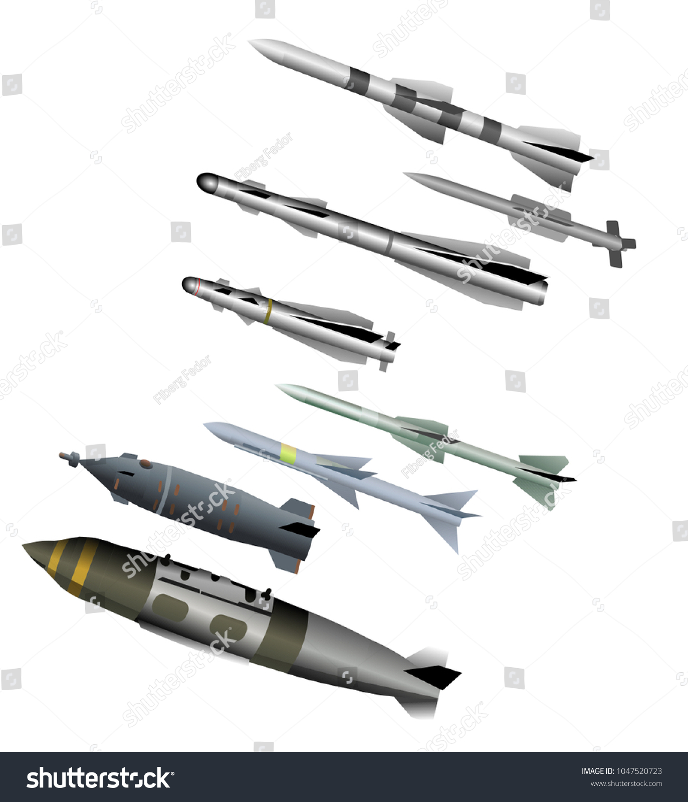 Rocket Fighting Set Vector Illustration Isolated Stock Vector (Royalty ...