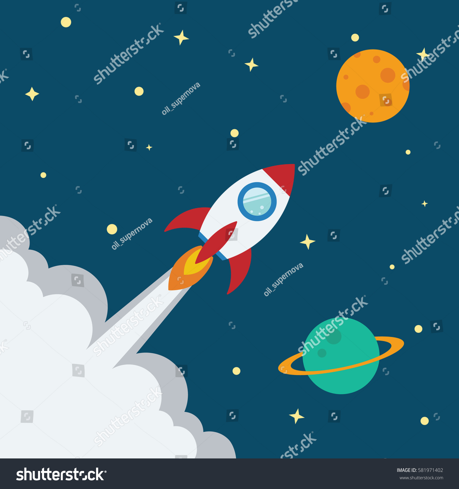 Vektor Stok Rocket Flat Design Concept Project Start (Tanpa Royalti ...