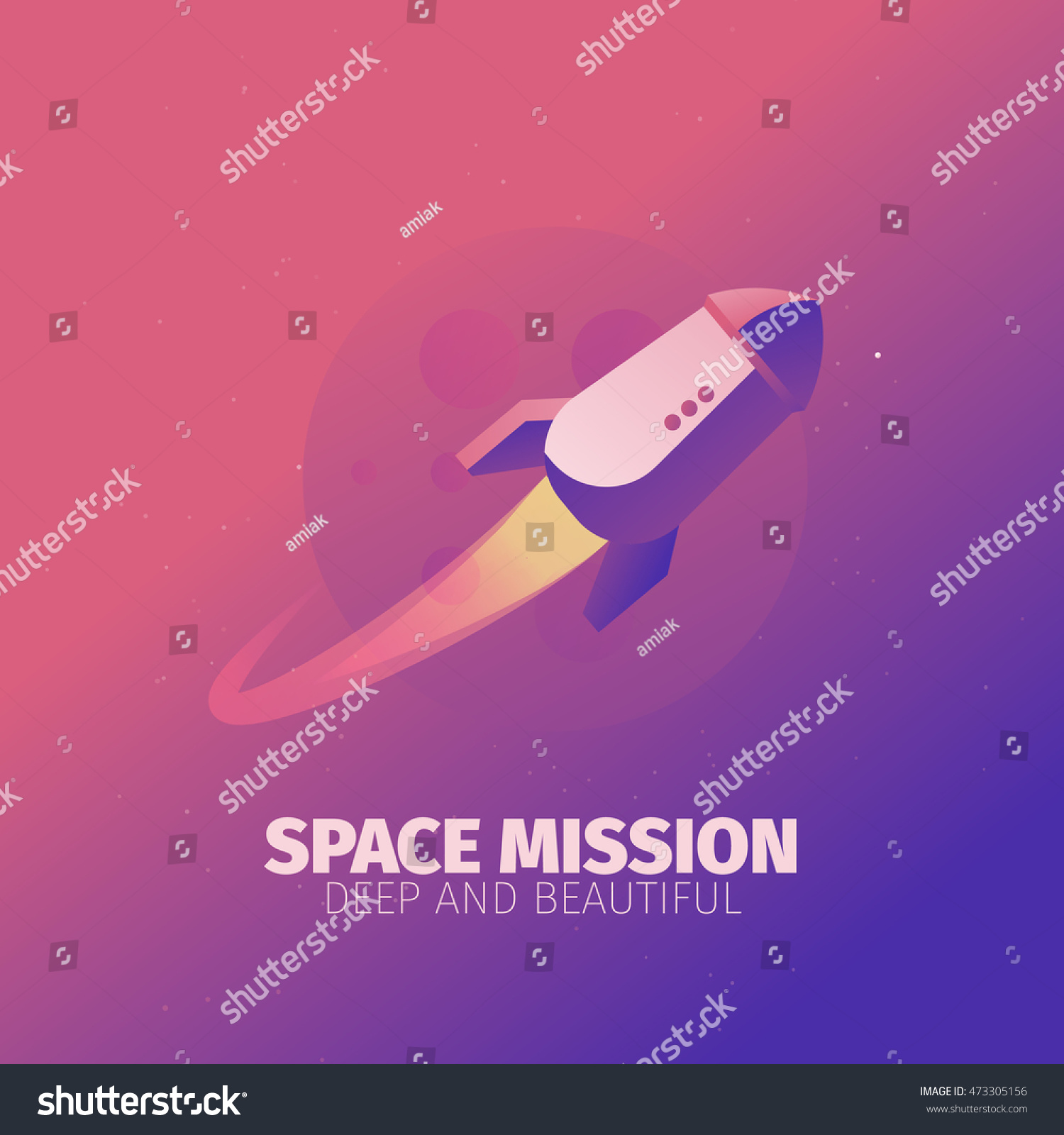 Rocket Flying Around Planet Stock Vector (Royalty Free) 473305156 ...