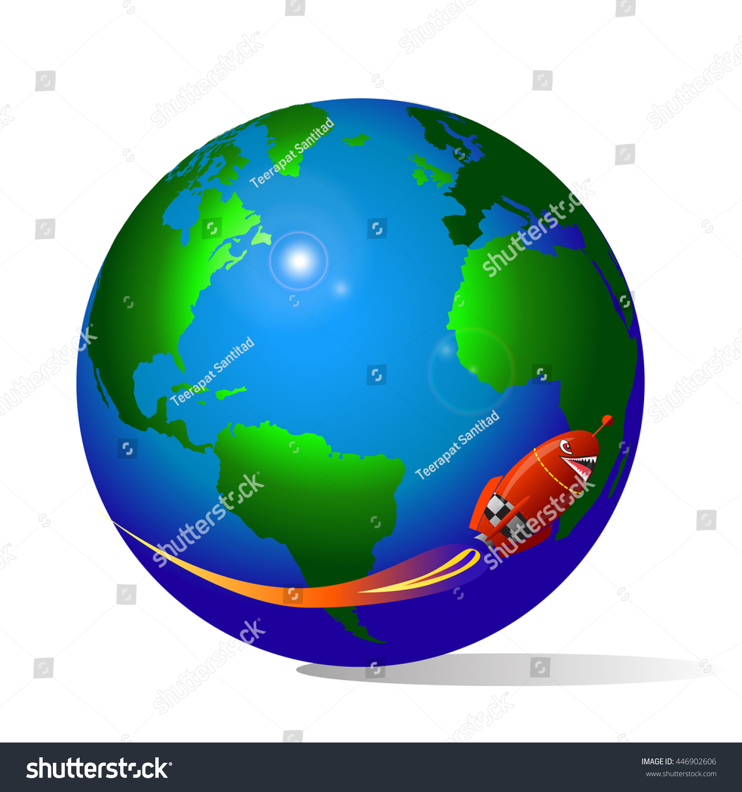 Rocket Earth Vector Illustration: เวกเตอร์สต็อก (ปลอดค่าลิขสิทธิ์ ...