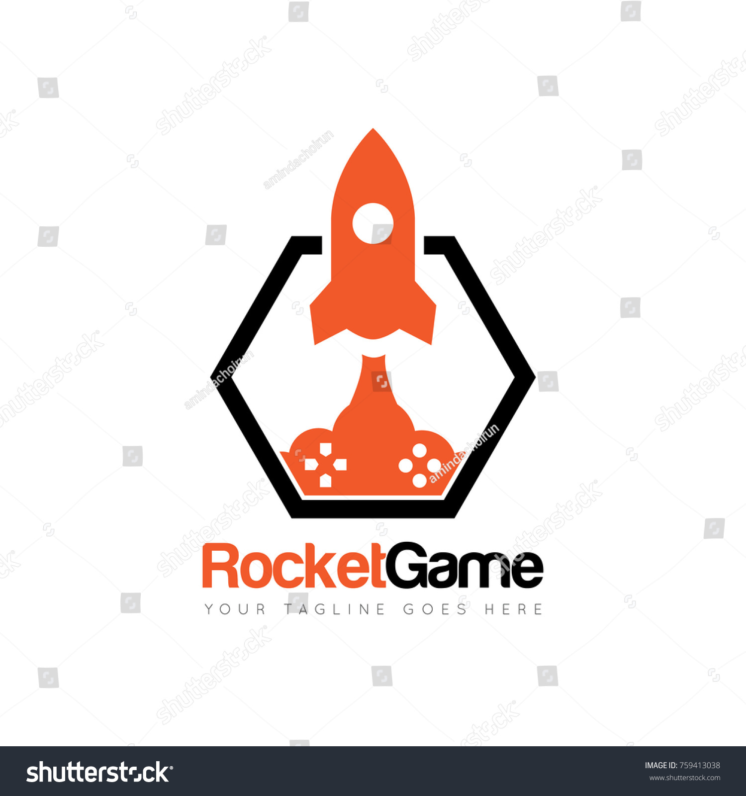 Rocket Game Logo Design Template Stock Vector (Royalty Free) 759413038 ...