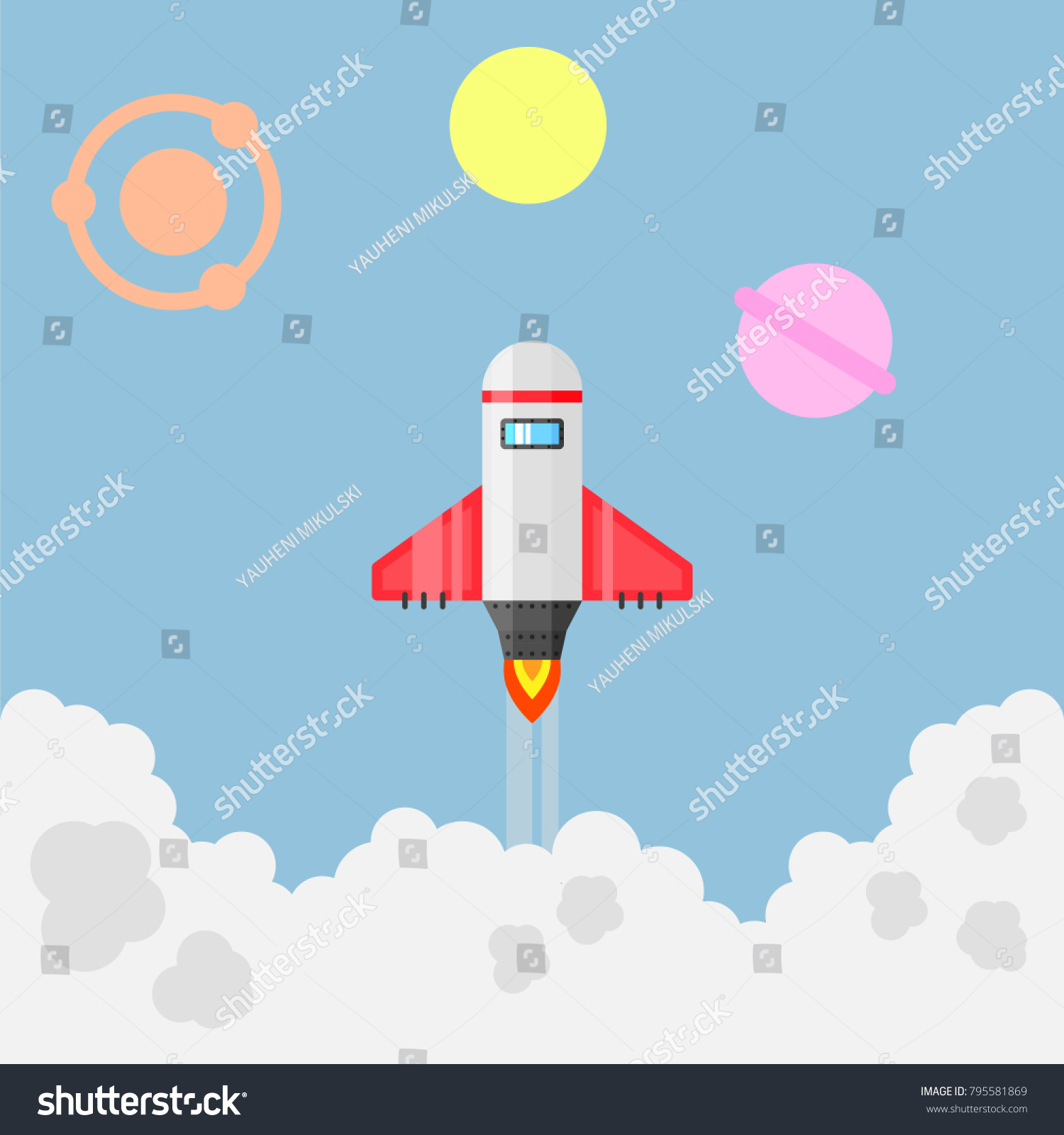 Rocket Sky Vector Illustration Stock Vector (Royalty Free) 795581869 ...