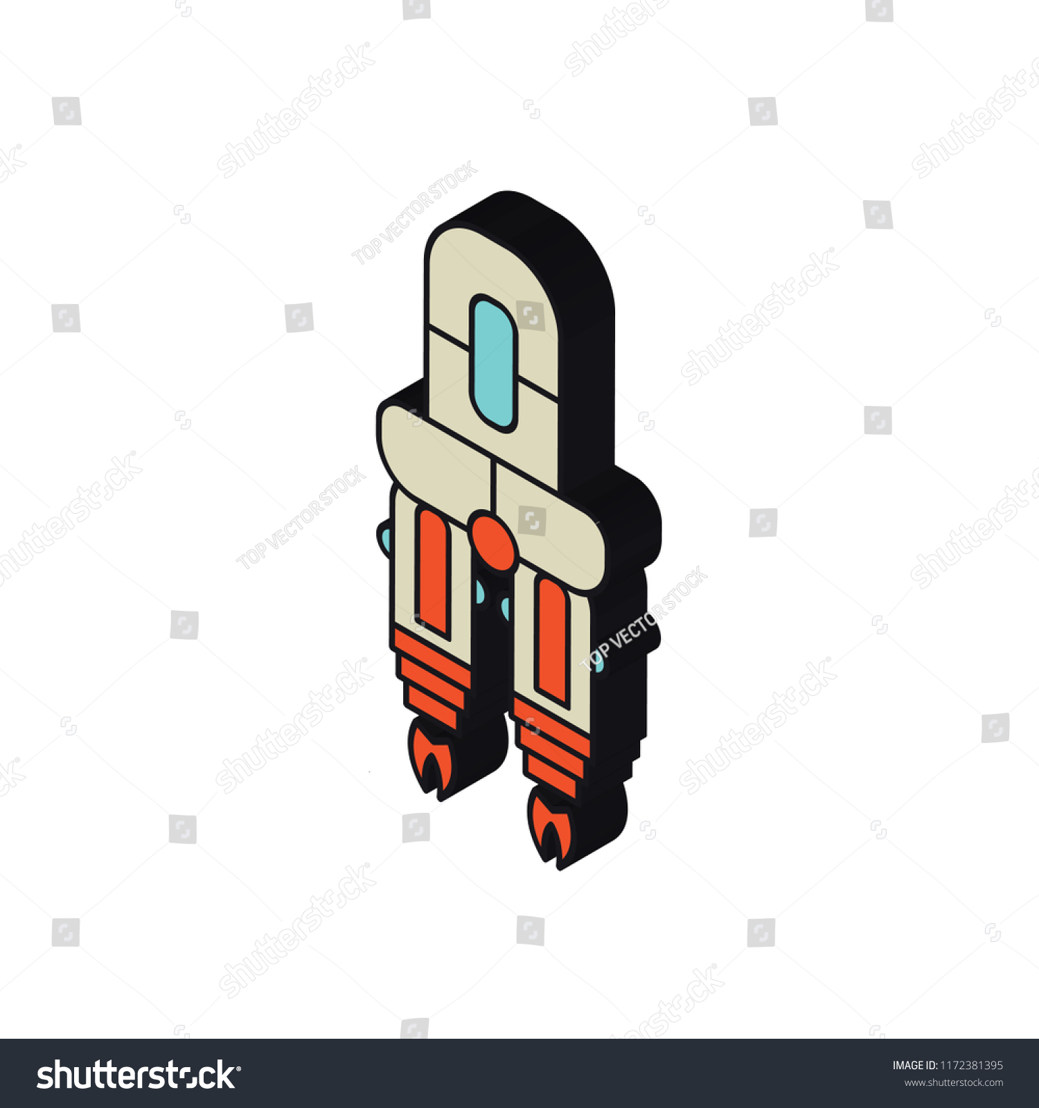 Rocket Isometric Left Top View 3d Stock Vector (Royalty Free ...