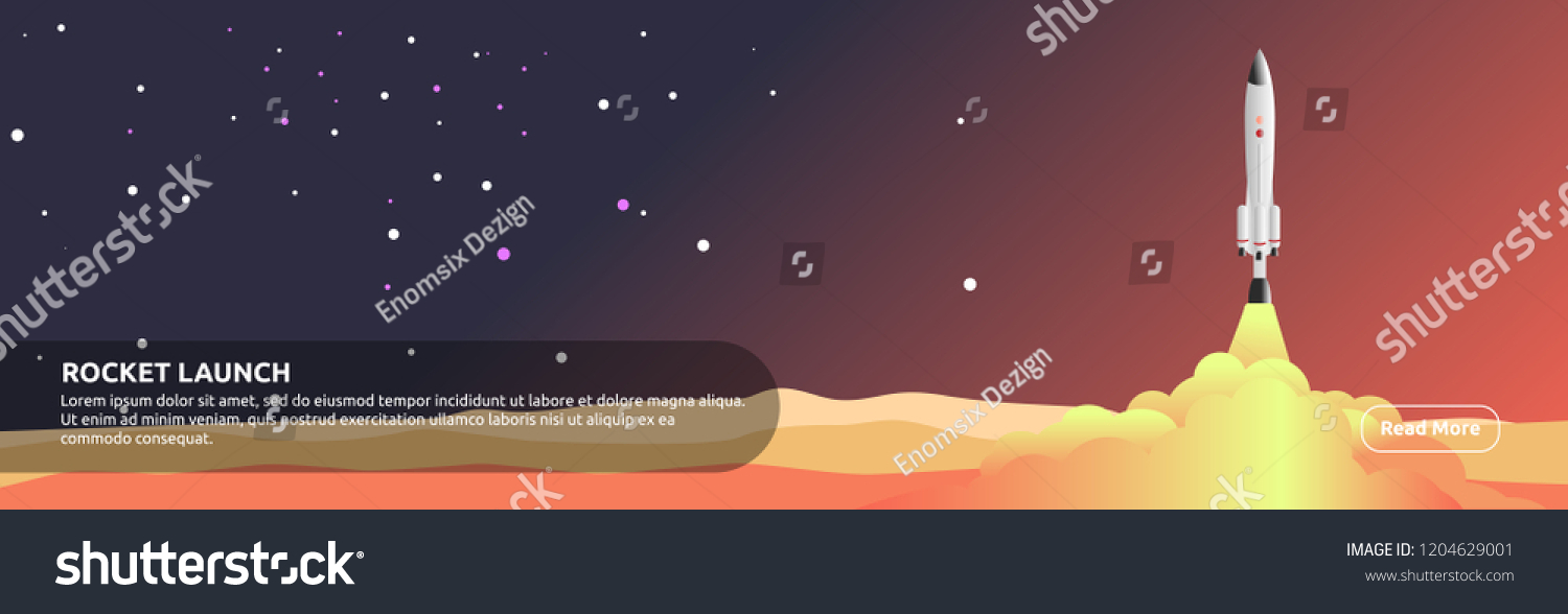 Rocket Launch Banner Design Stock Vector (Royalty Free) 1204629001 ...