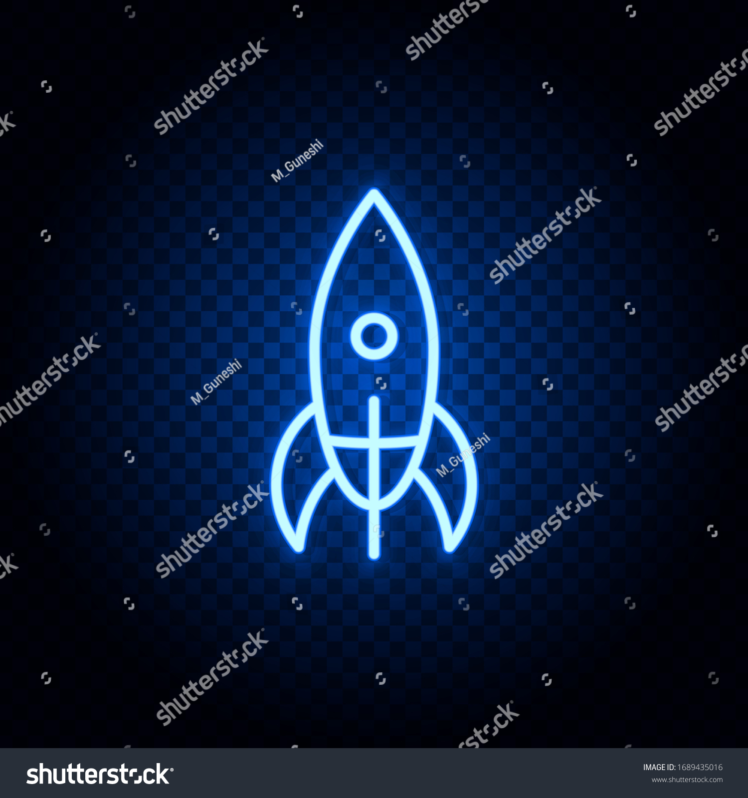 Rocket Launch Blue Neon Icon Vector Stock Vector (Royalty Free) 1689435016