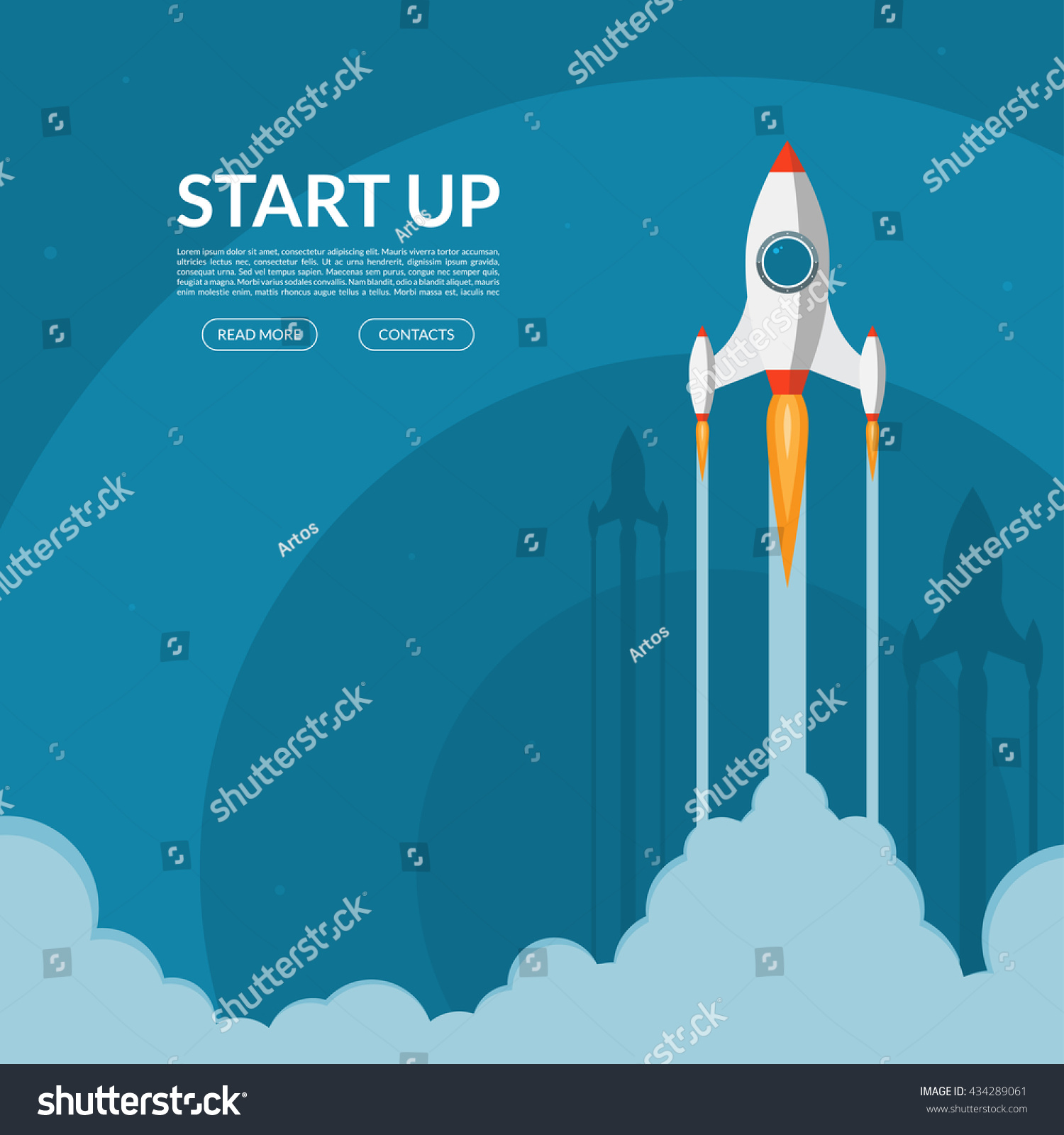 Rocket Launch New Project Start Concept Stock Vector (Royalty Free ...