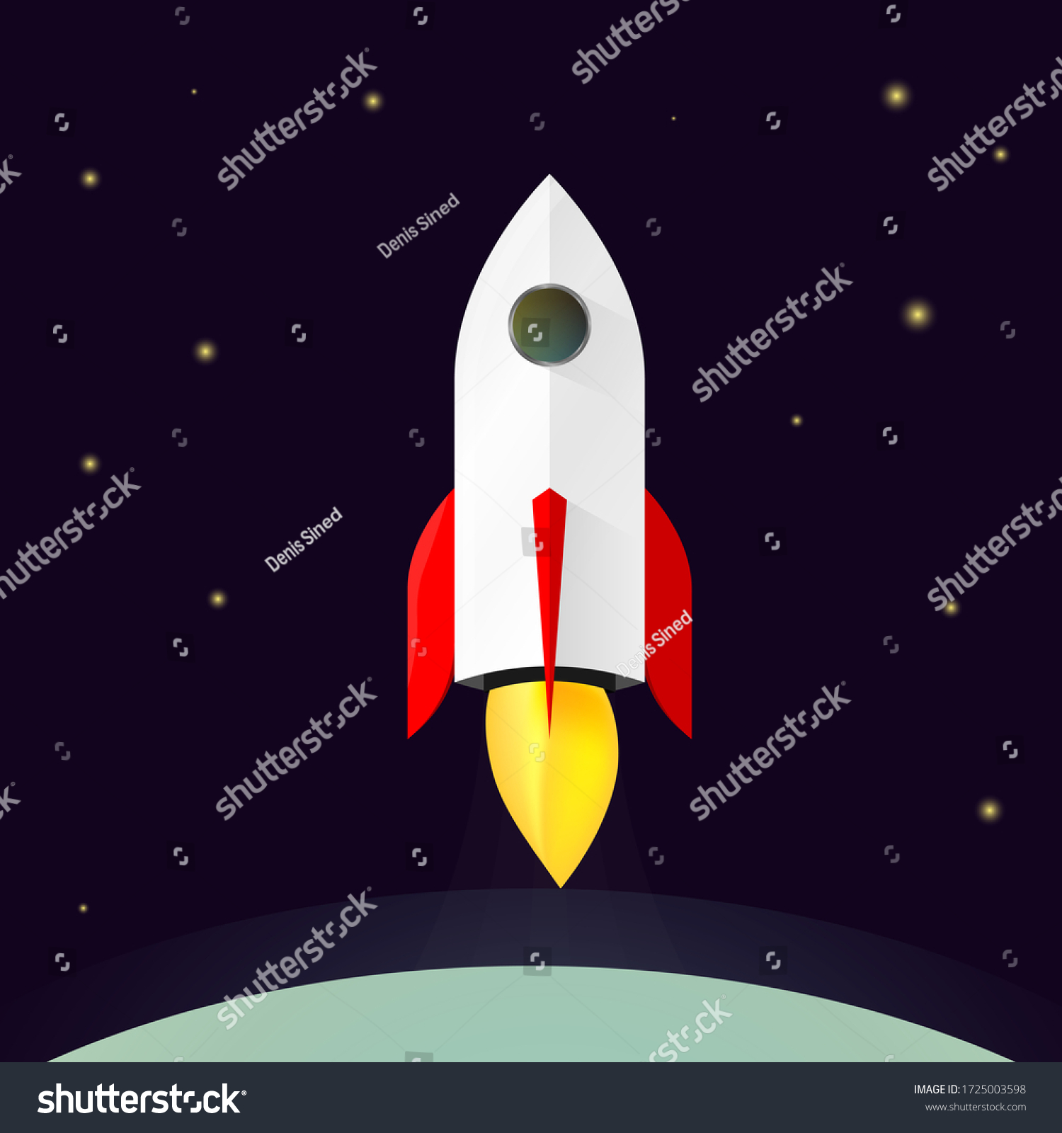 Rocket Launch Poster Design Template Spaceship Stock Vector (Royalty ...