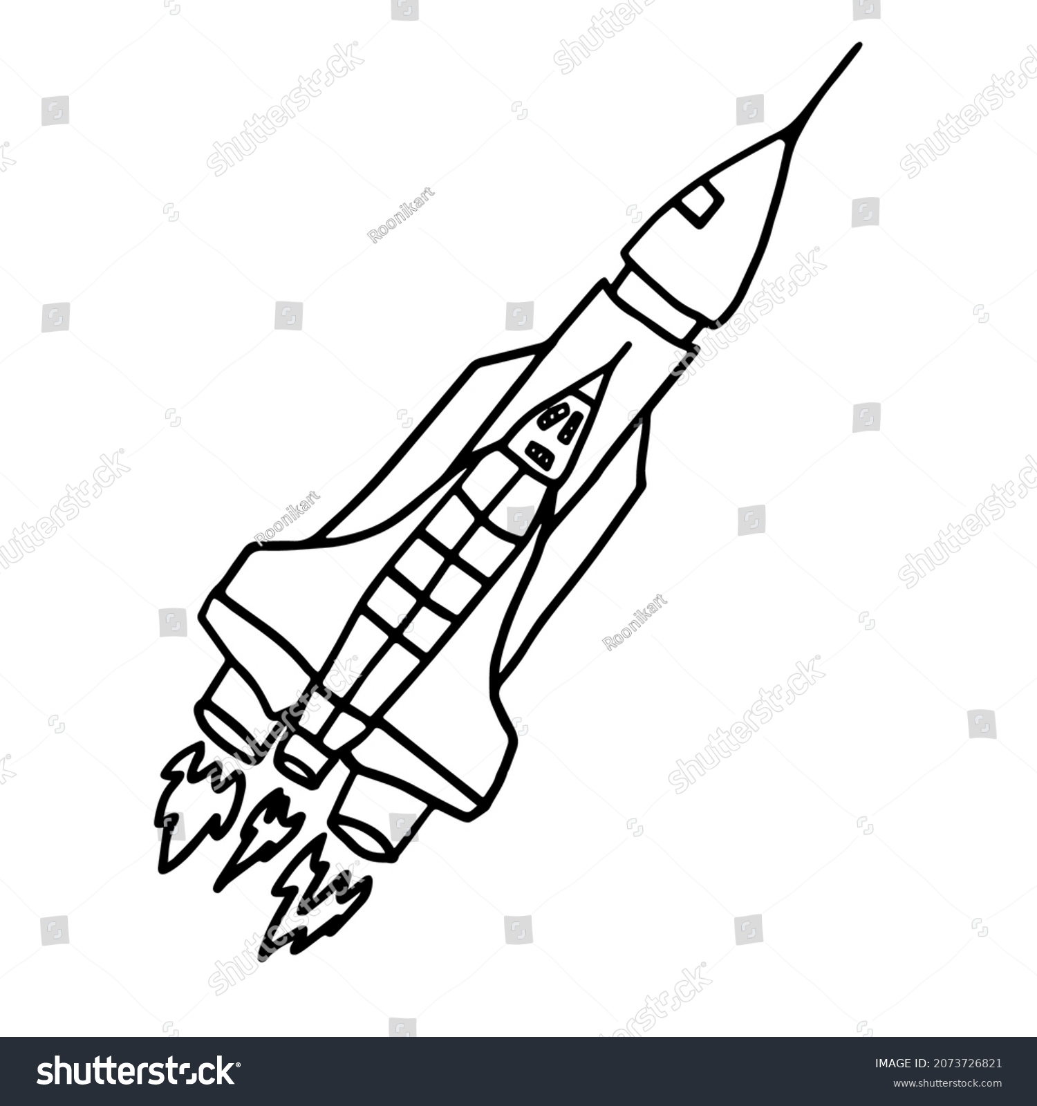 Rocket Ship Doodle Style Isolated Vector Stock Vector (Royalty Free ...