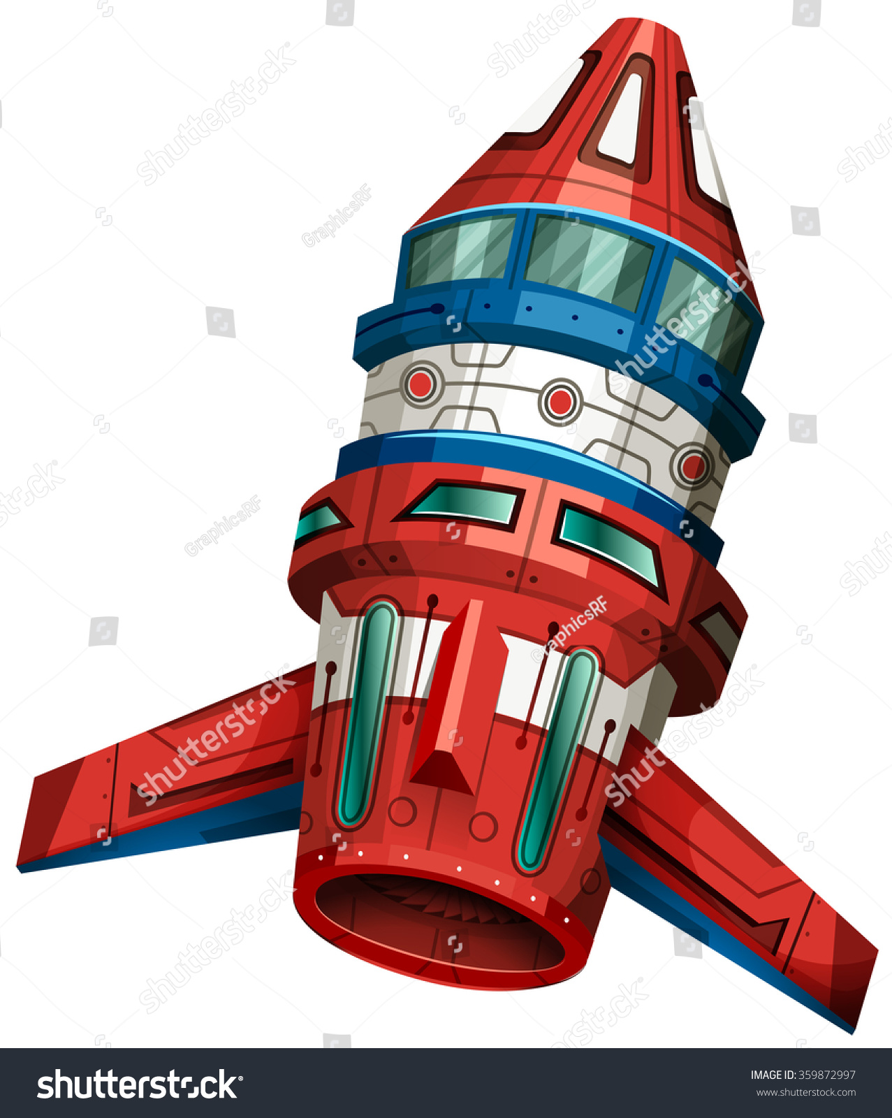 Rocket Ship Wings Illustration Stock Vector (Royalty Free) 359872997 ...