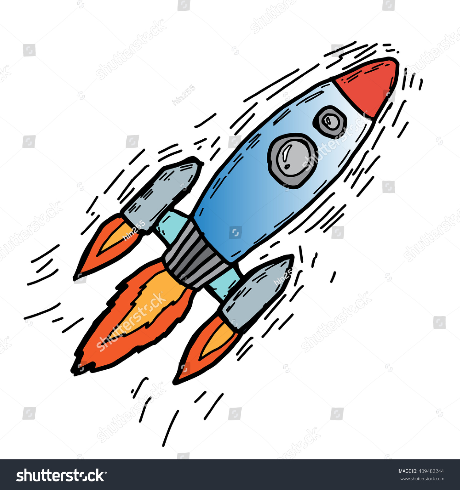 Rocket Sketch Drawing Free Hand Vector Stock Vector (Royalty Free ...