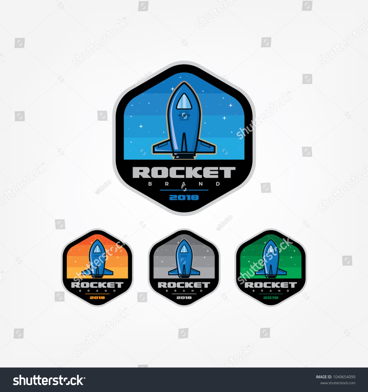 Rocket Space Mission Badges Logo Emblems Stock Vector (Royalty Free ...