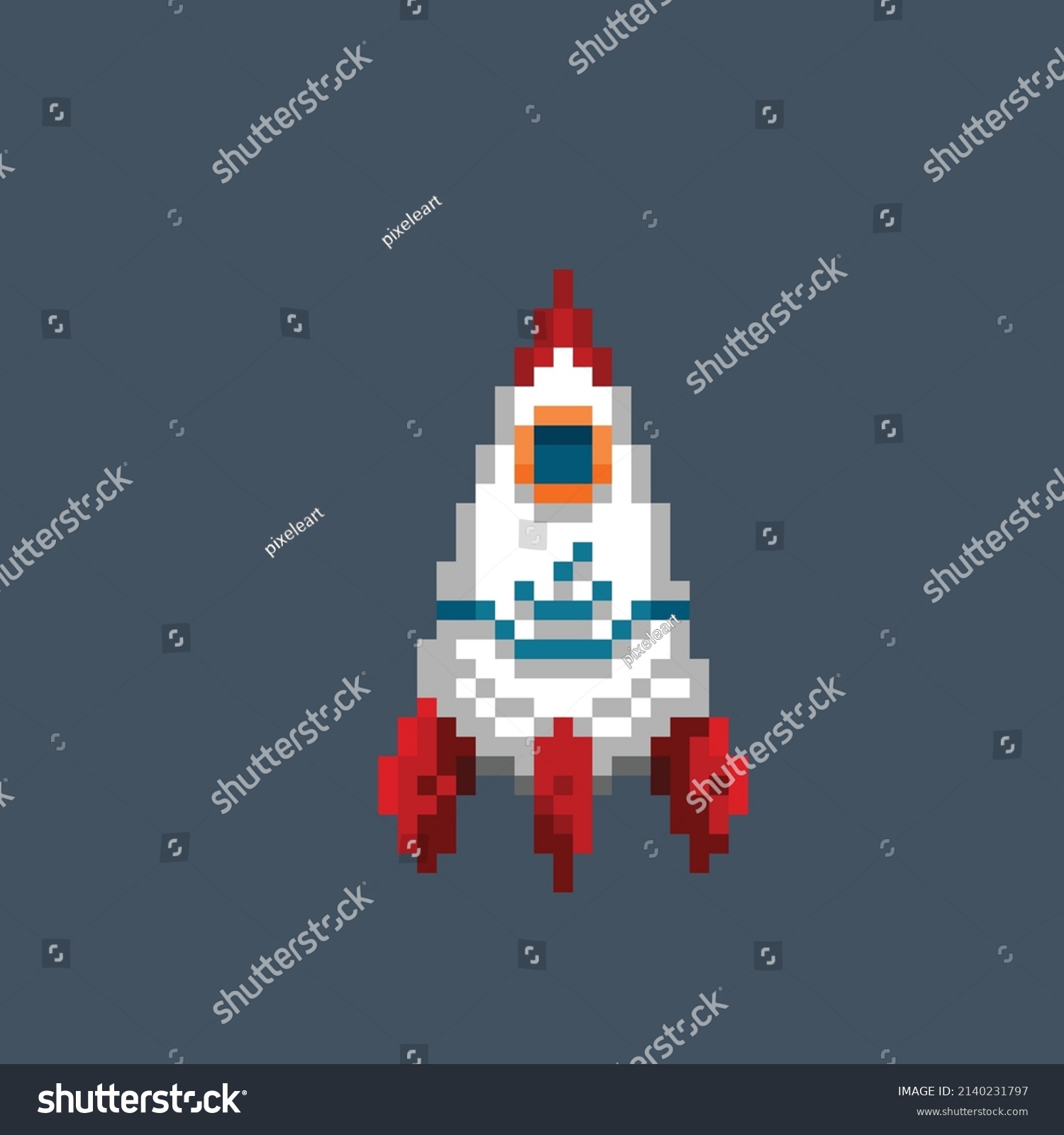 Rocket Space Ship Pixel Style Stock Vector (Royalty Free) 2140231797 ...