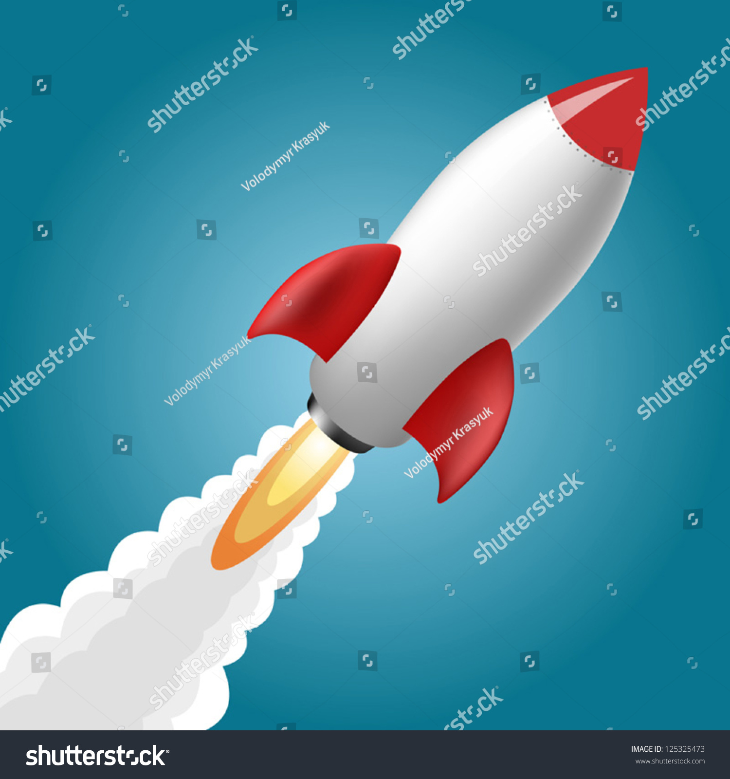 Rocket Space Ship On Blue Background Stock Vector (Royalty Free ...