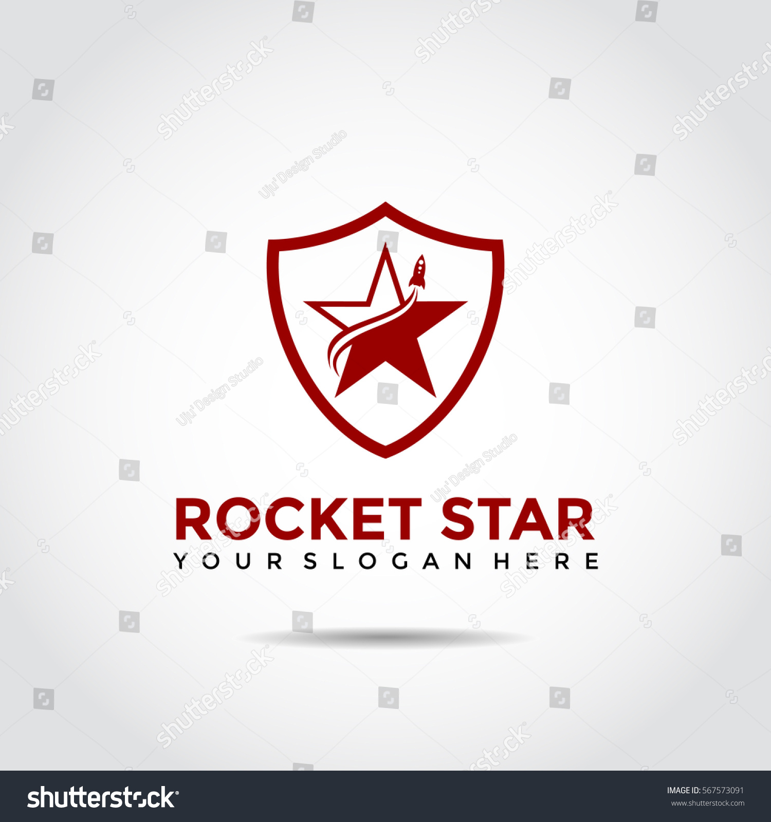 Rocket Star Logo Template Rocket Shield Stock Vector (Royalty Free ...